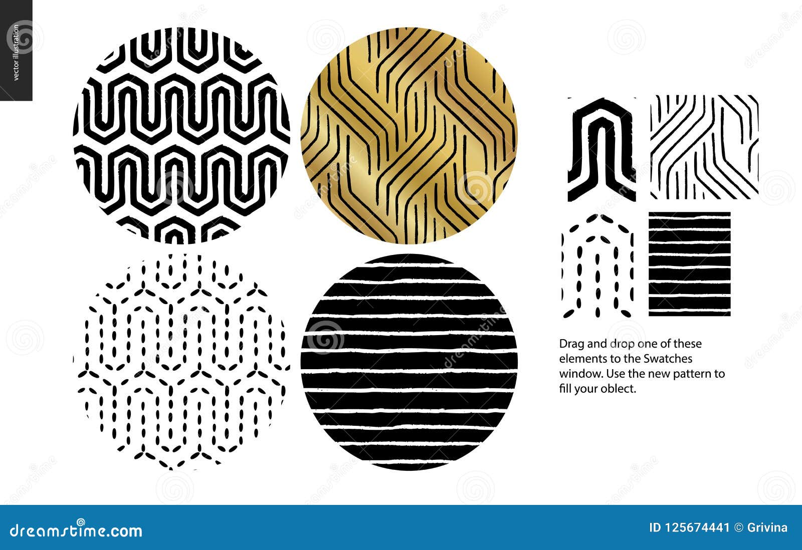 Hand Drawn Patterns - Rounded Stock Vector - Illustration of doodle ...