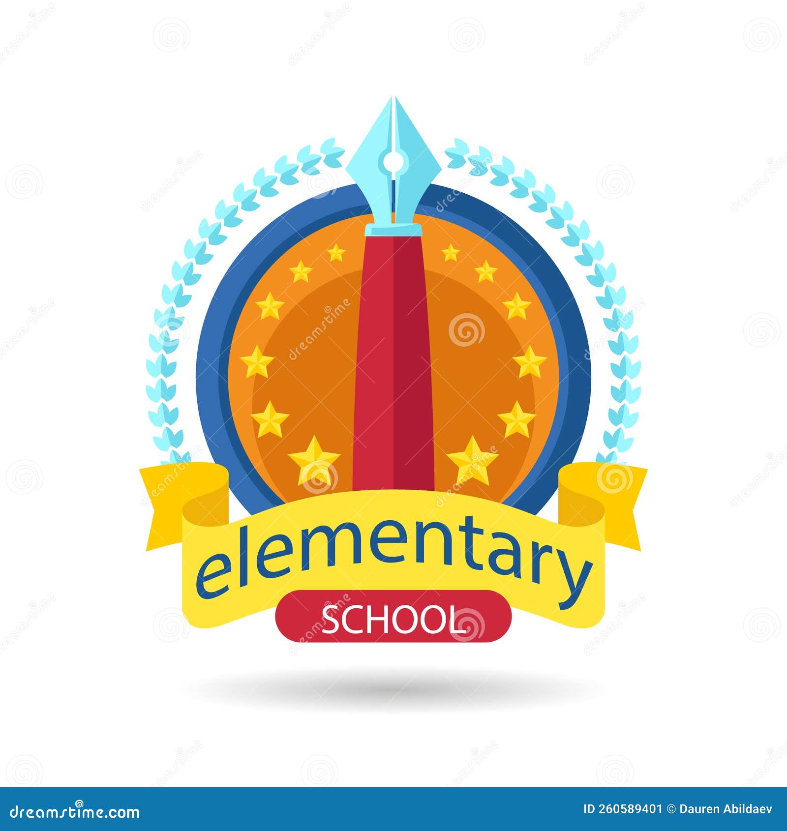 Hand Drawn Pen Elementary School Logo Vector Illustration. Stock Vector ...