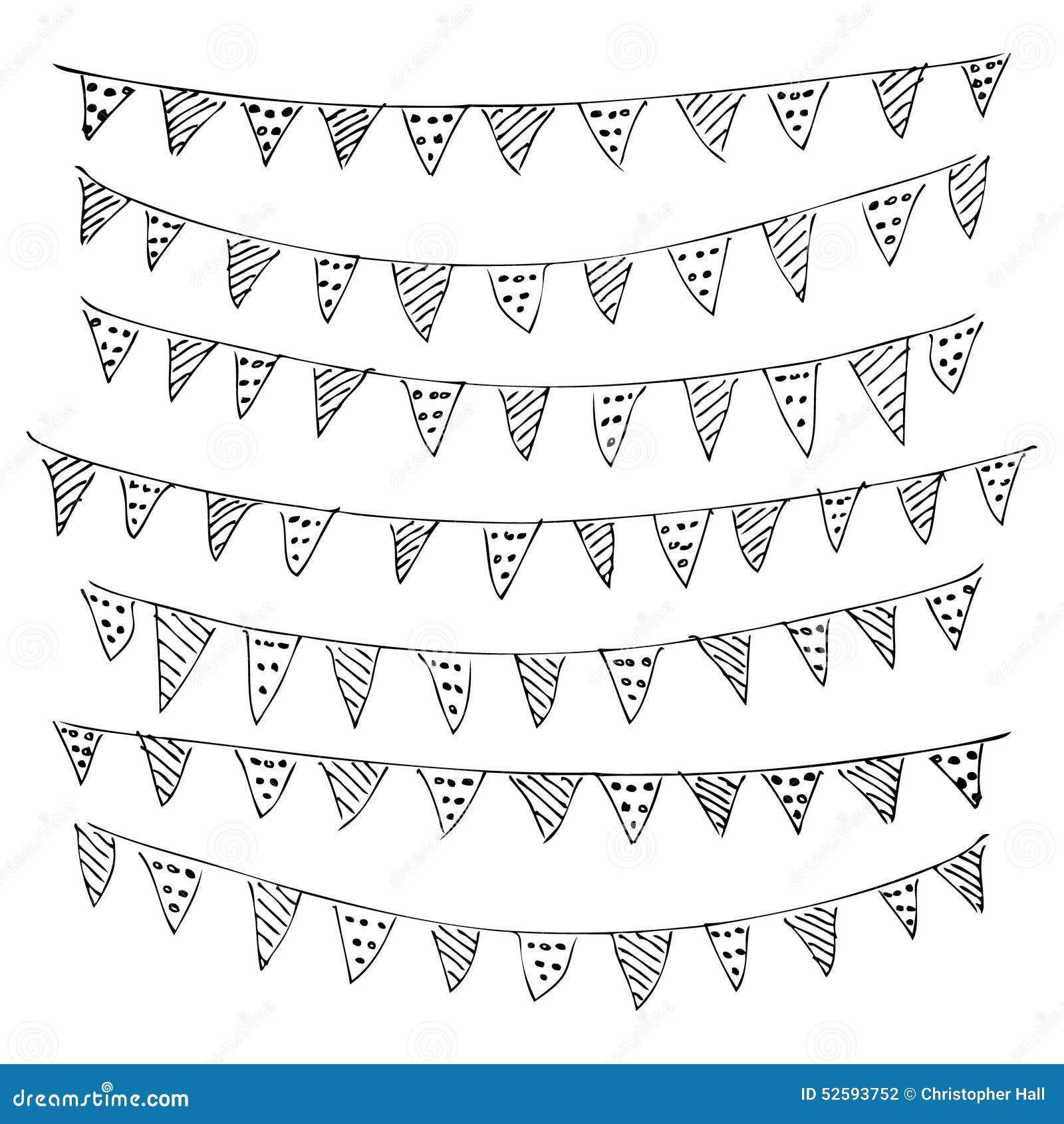Hand Drawn Pen and Ink Style Illustration of Bunting Stock Vector ...