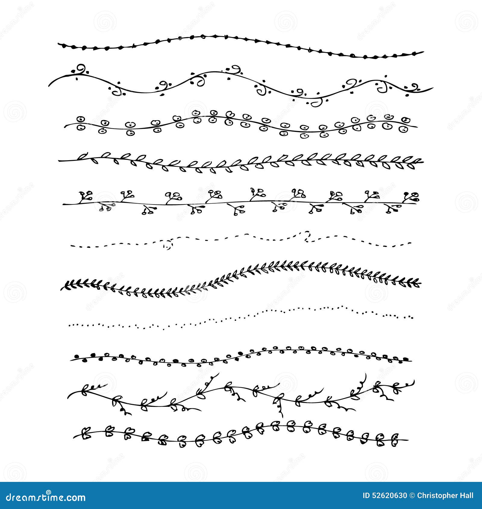 Hand Drawn Pen and Ink Style Illustration of Different Borders Stock ...