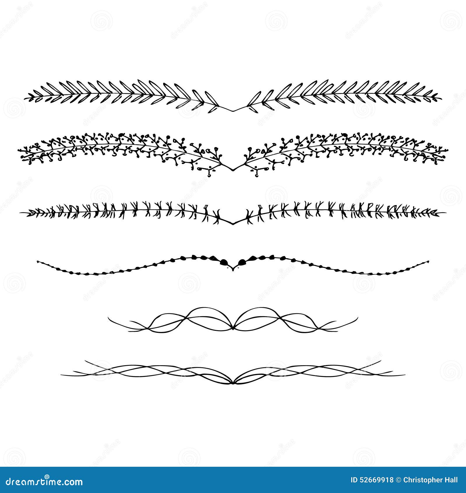 Hand Drawn Pen and Ink Style Illustration of Different Borders Stock ...