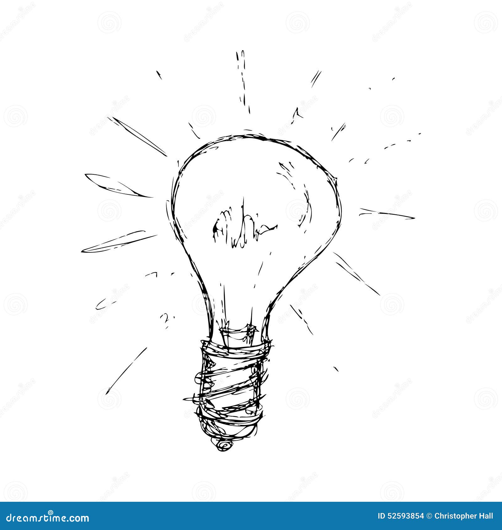 Hand Drawn Pen and Ink Style Illustration of a Light Bulb Stock Vector ...