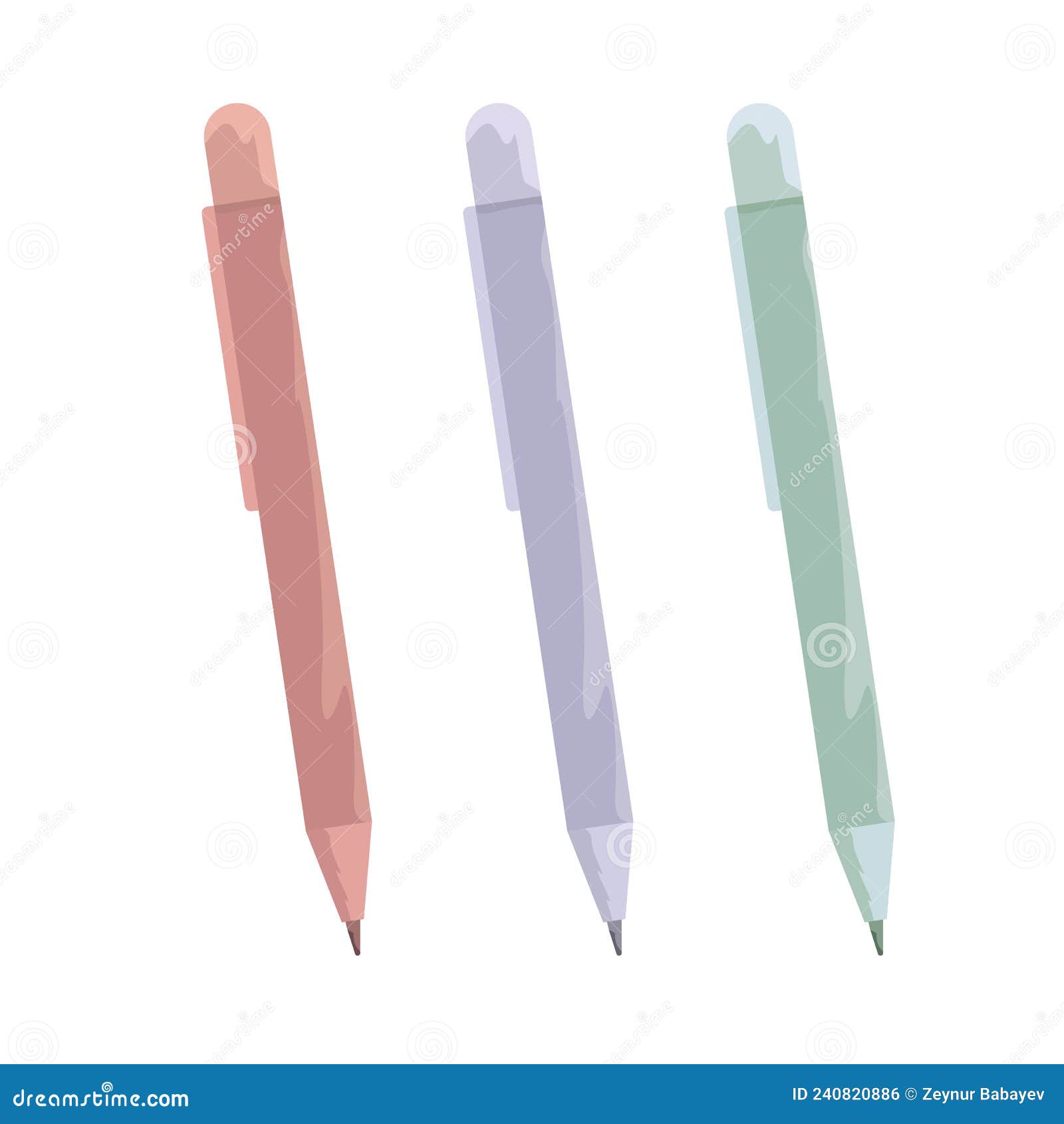 Hand Drawn Pen with Solid and Flat Color Stock Vector - Illustration of ...
