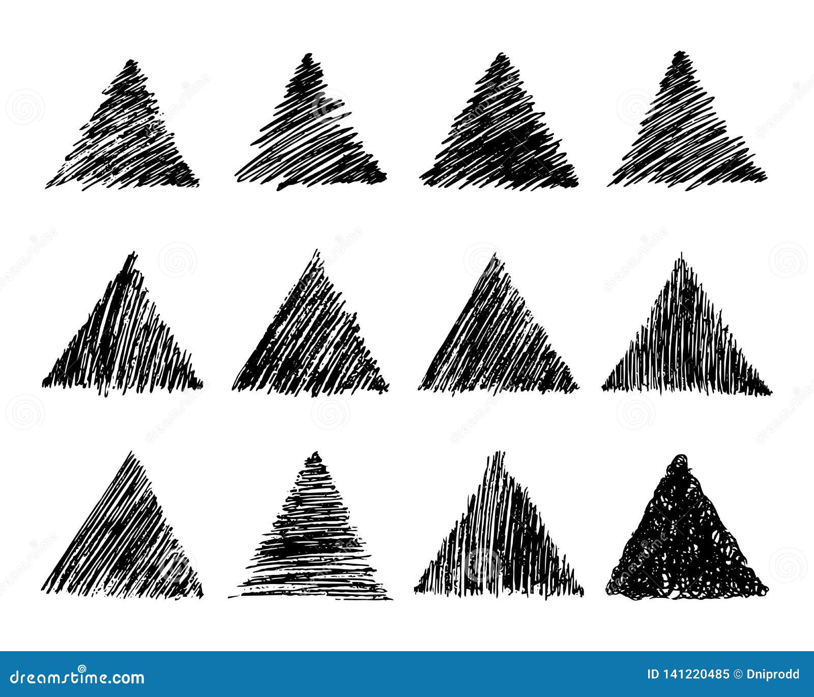 Hand Drawn Pencil Scribble Triangles Stock Vector - Illustration of ...