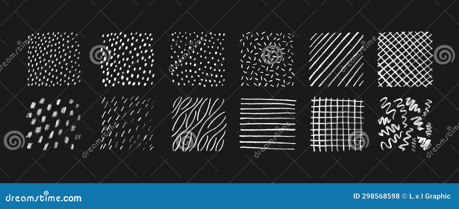 Hand Drawn Pencil Textures Pattern Set. Crayon Paint Scratch Lines and ...
