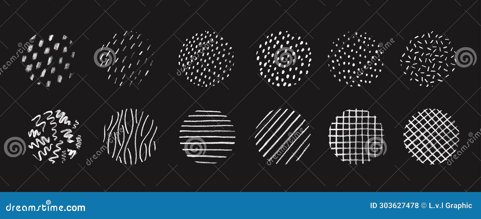 Hand Drawn Pencil Textures Pattern Set. Crayon Paint Scratch Lines and ...