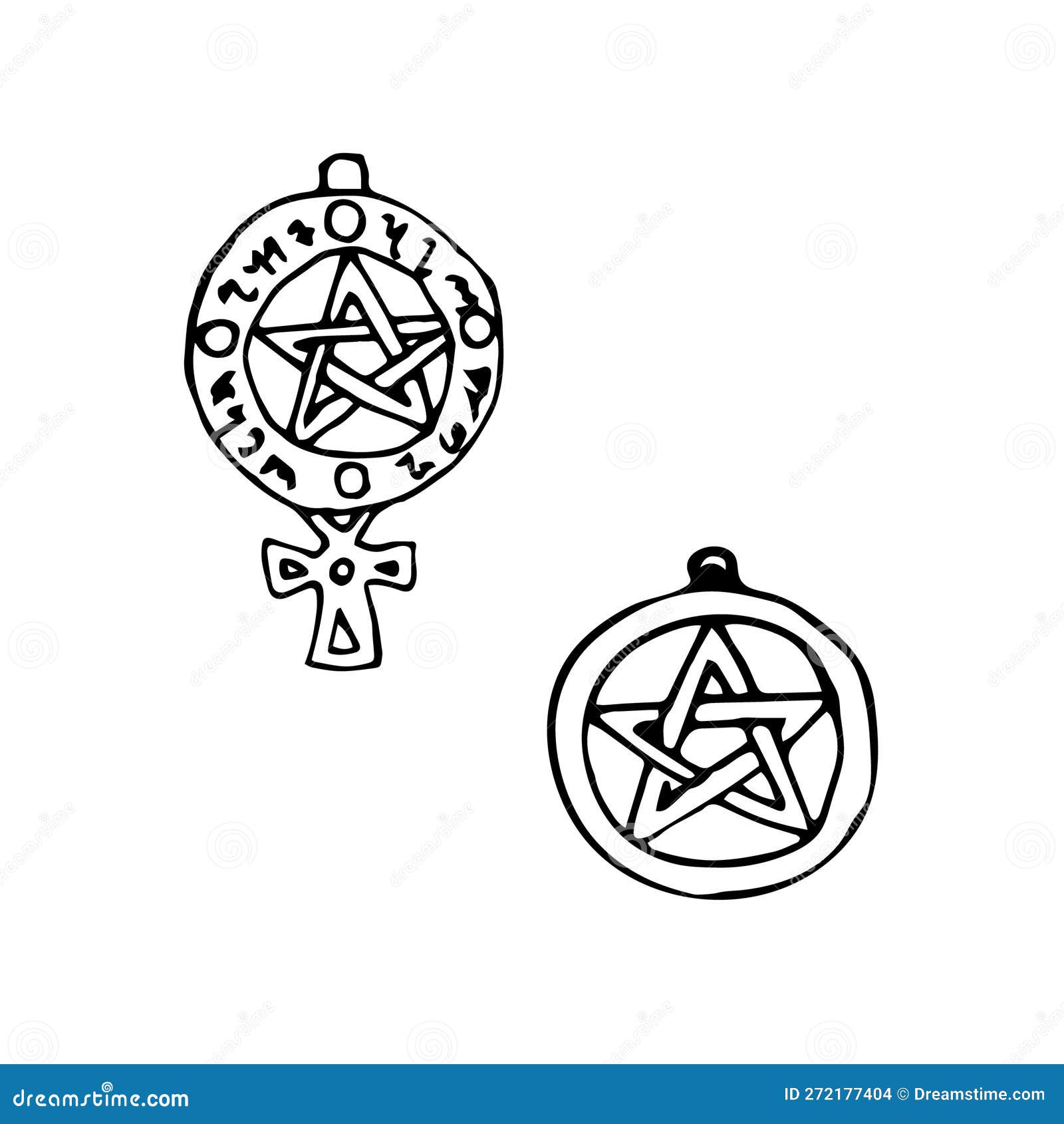 Hand Drawn Pentacle Magic Amulet Vector Illustration | CartoonDealer ...