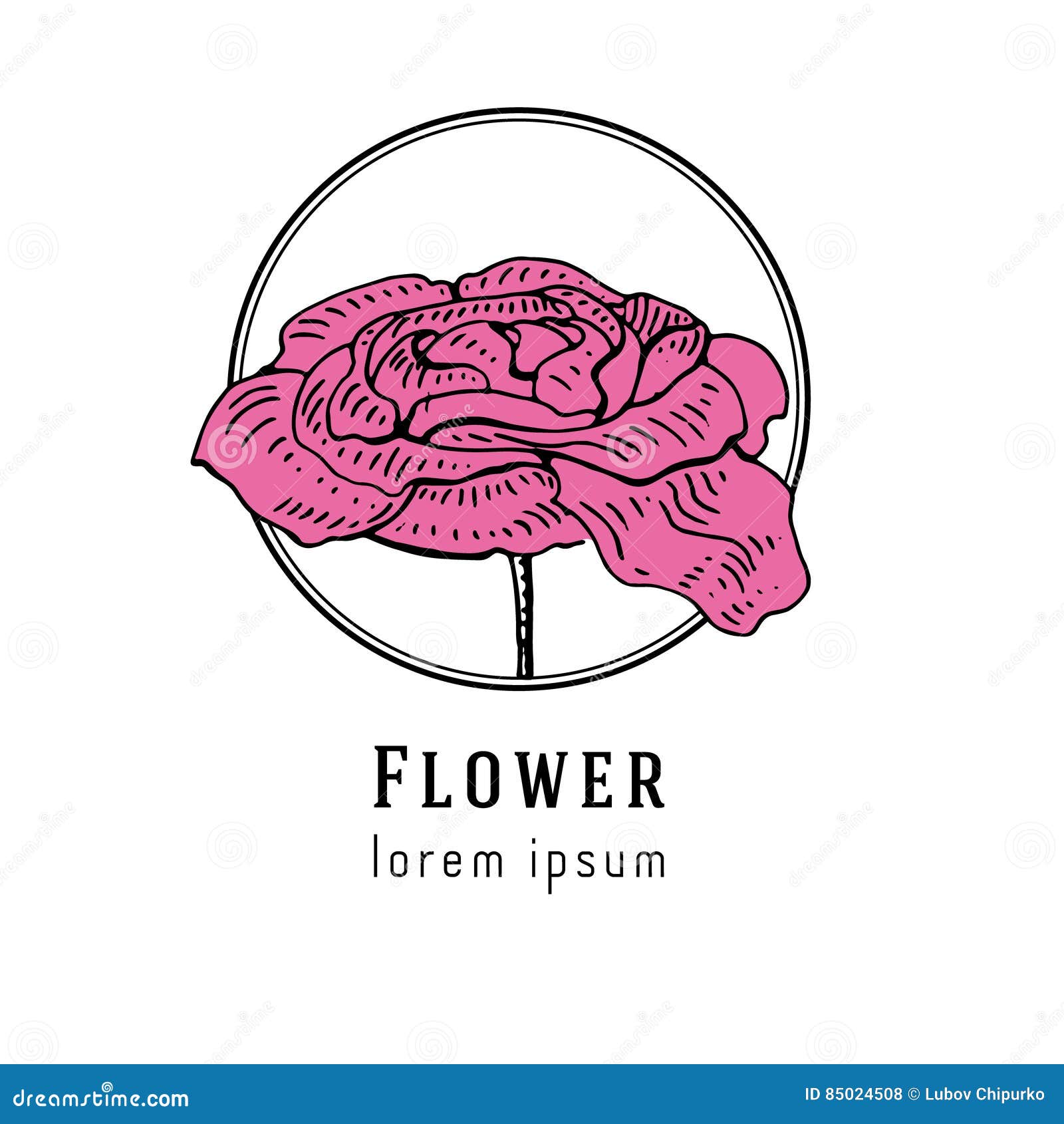 Hand Drawn Peony Flower Logo Stock Vector - Illustration of beautiful ...