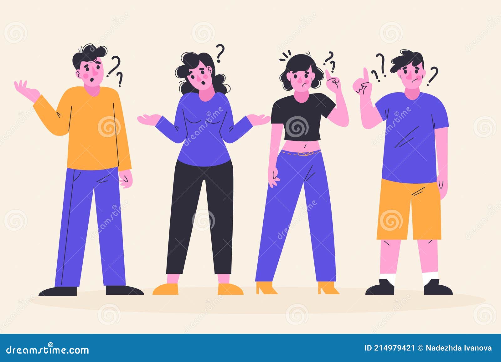 Hand Drawn People Asking Questions Vector Illustration. Stock Vector ...