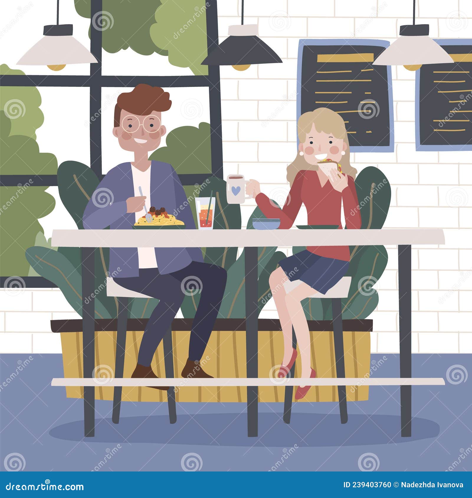 Hand Drawn People Eating Illustration Vector Illustration. Stock Vector ...