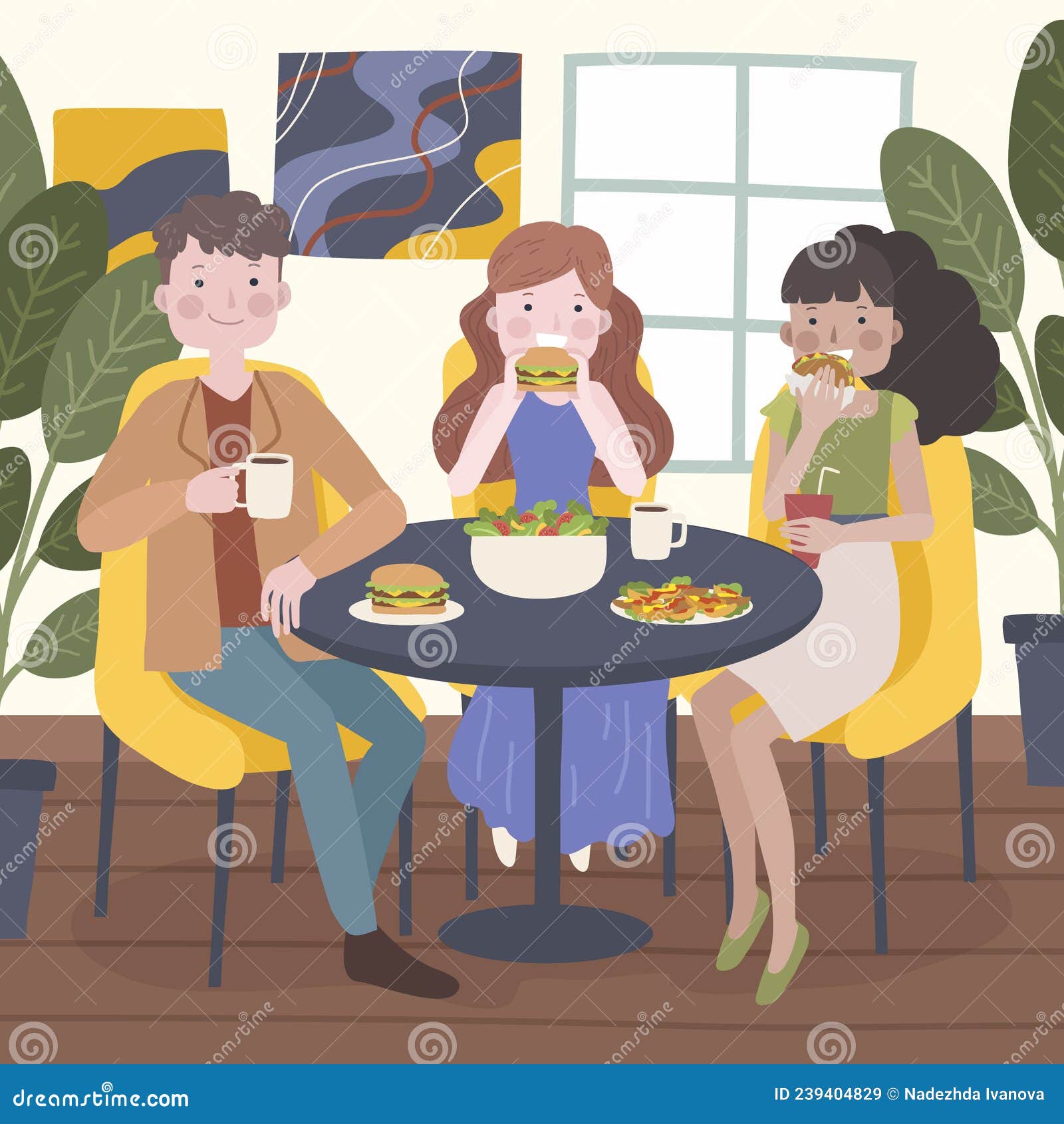 Hand Drawn People Eating Illustration Vector Illustration. Stock Vector ...