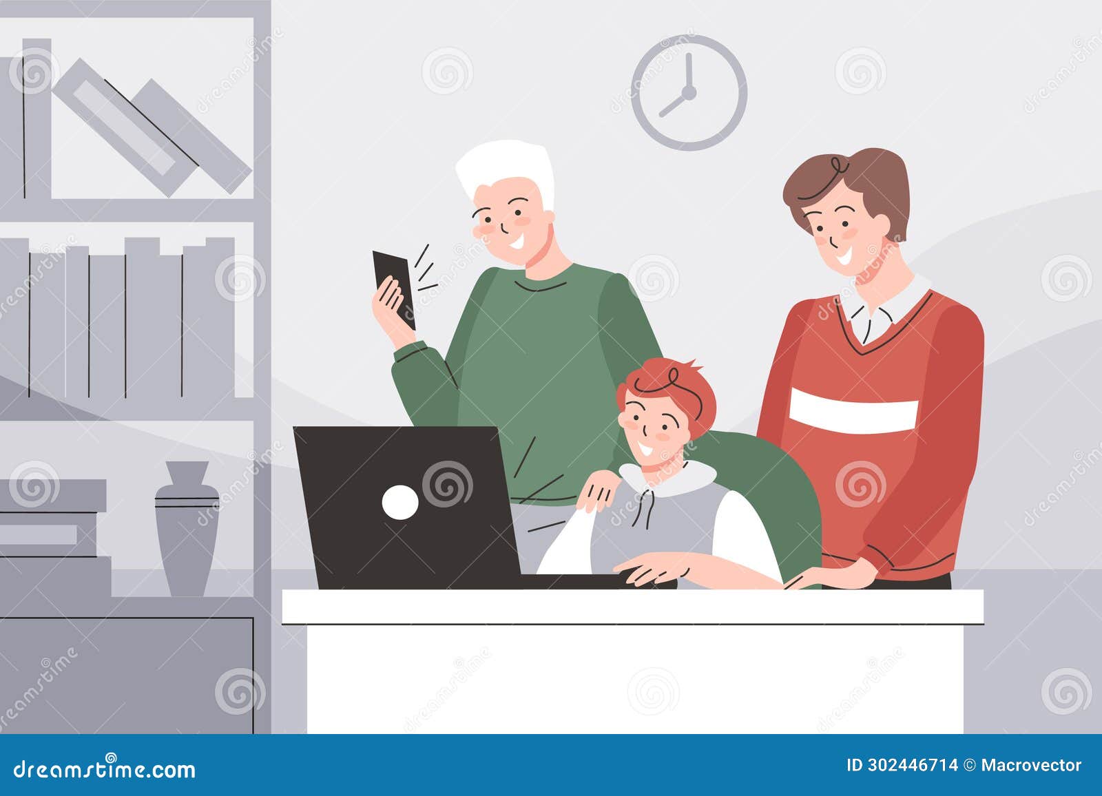 Hand Drawn People Using Technology Illustration Stock Illustration ...