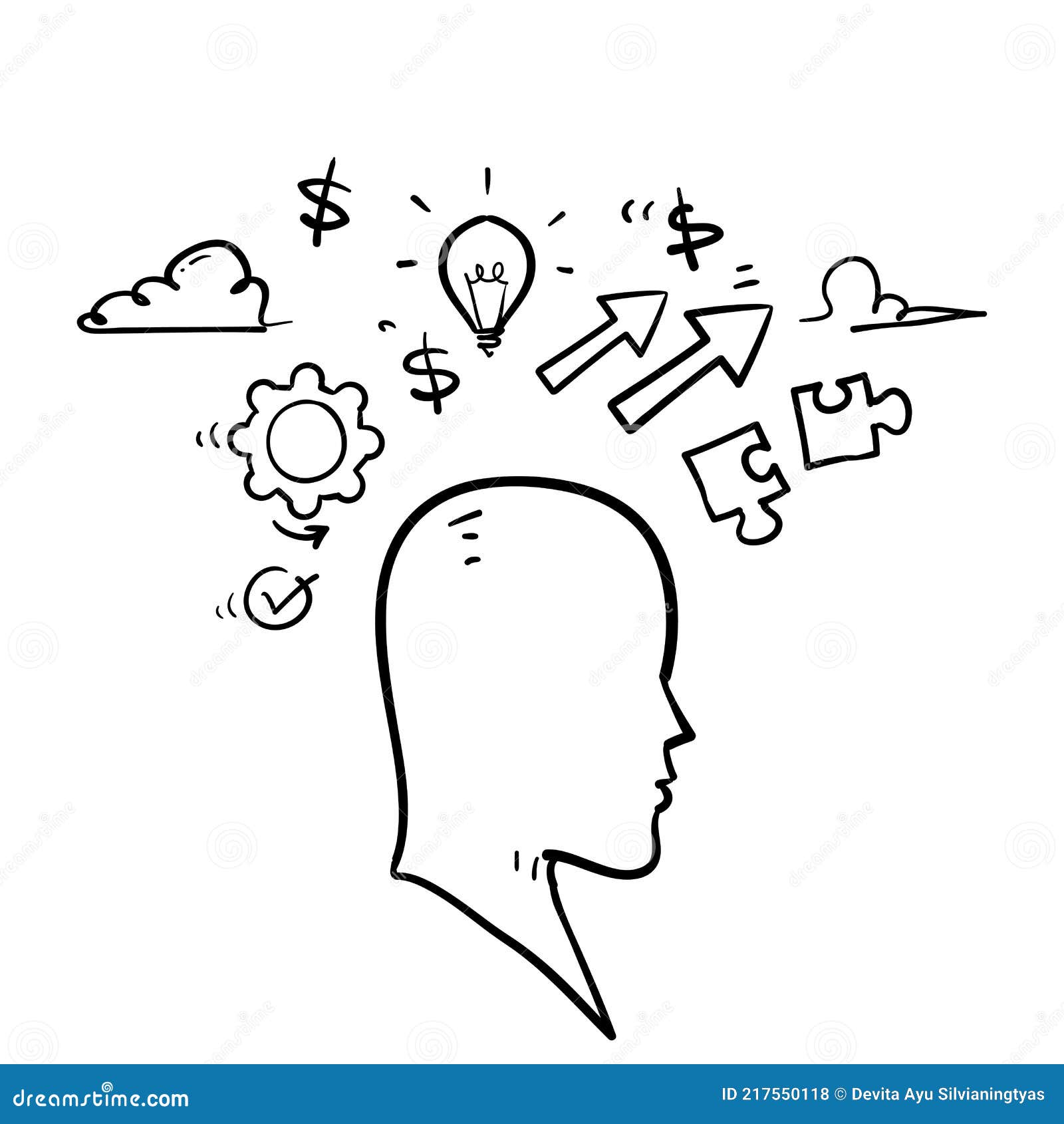 Hand Drawn Person Mind Symbol For Performance Skill Boost Progress ...