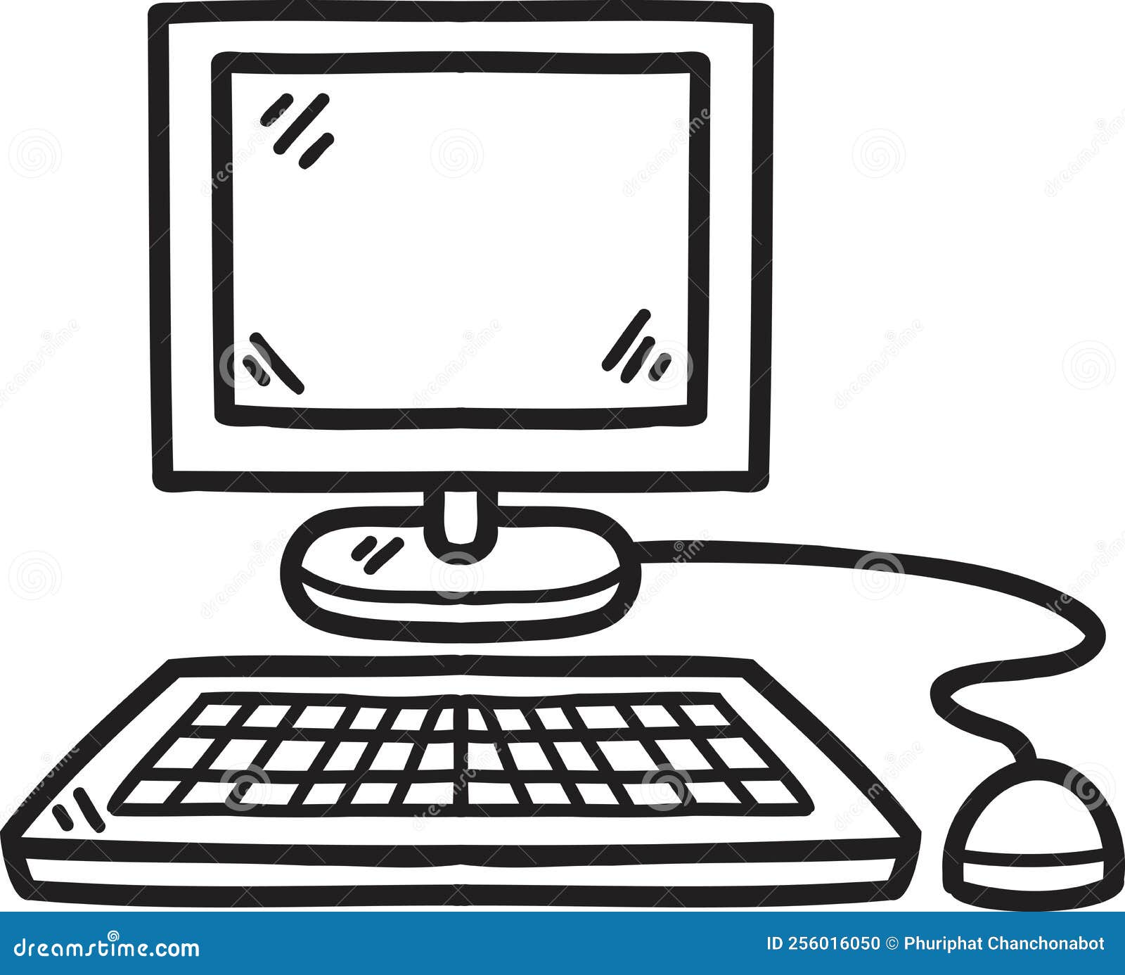 Hand Drawn Personal Computer Illustration Stock Vector - Illustration ...