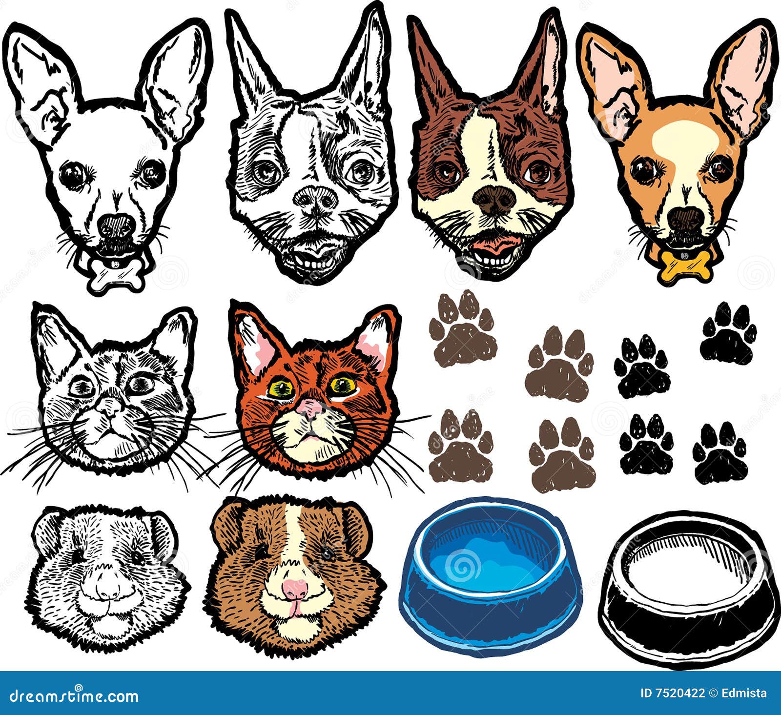 Hand-drawn Pet Collection 1 Stock Illustration - Illustration of animal ...