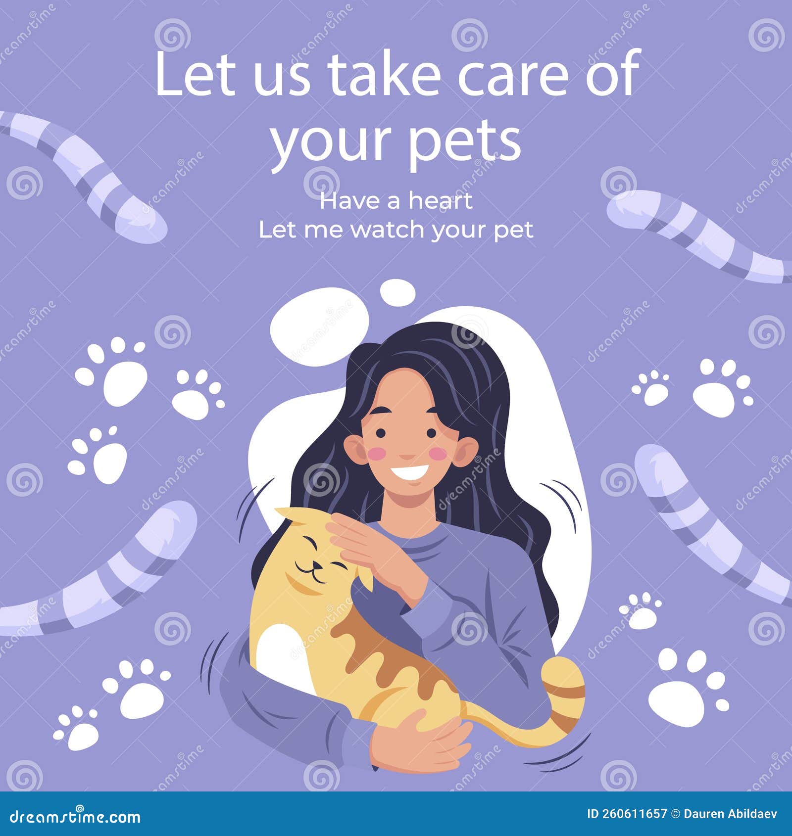 Hand Drawn Pet Sitting Posts Vector Illustration. Stock Vector ...