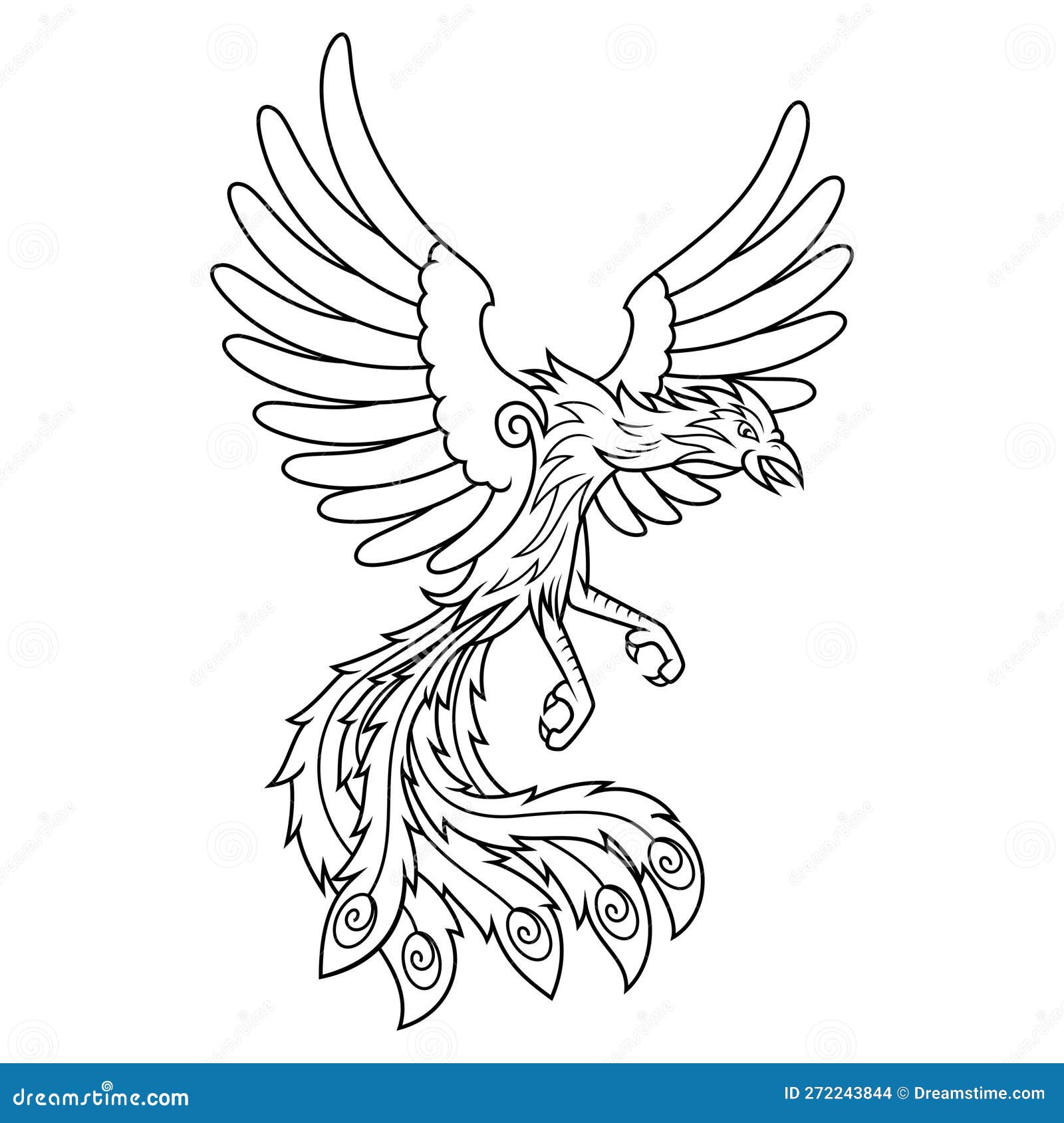 Hand Drawn of Phoenix Line Art Stock Vector - Illustration of concept ...