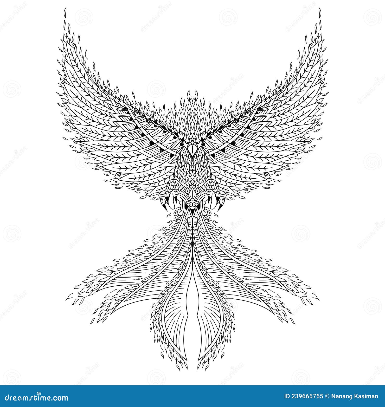 Hand Drawn of Phoenix in Zentangle Style Stock Vector - Illustration of ...