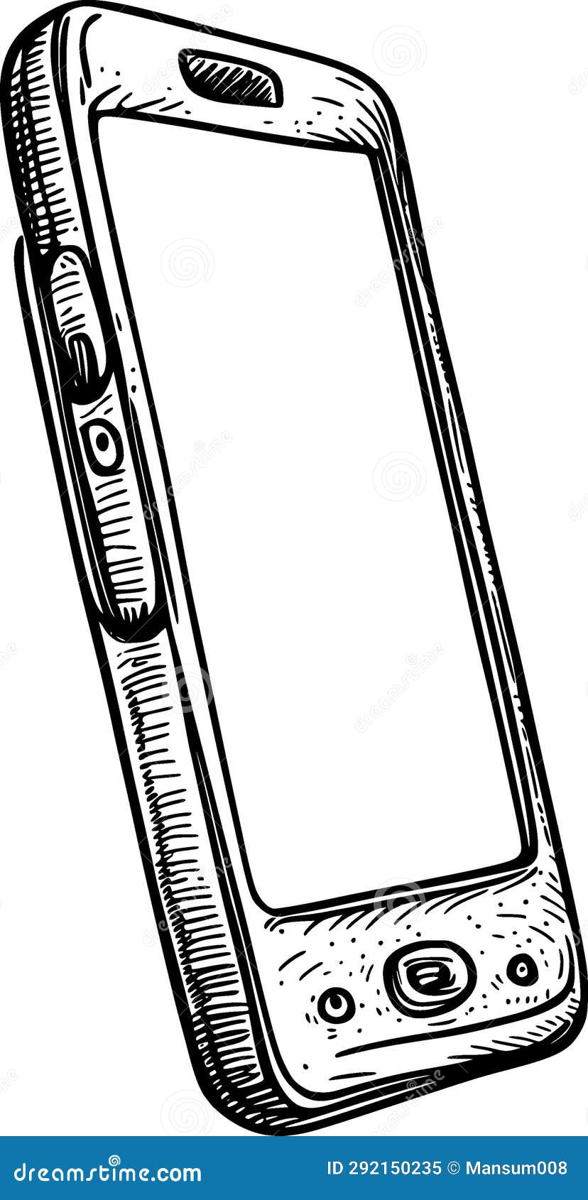 Hand Drawn Phone Illustration Isolated on White Background Stock ...