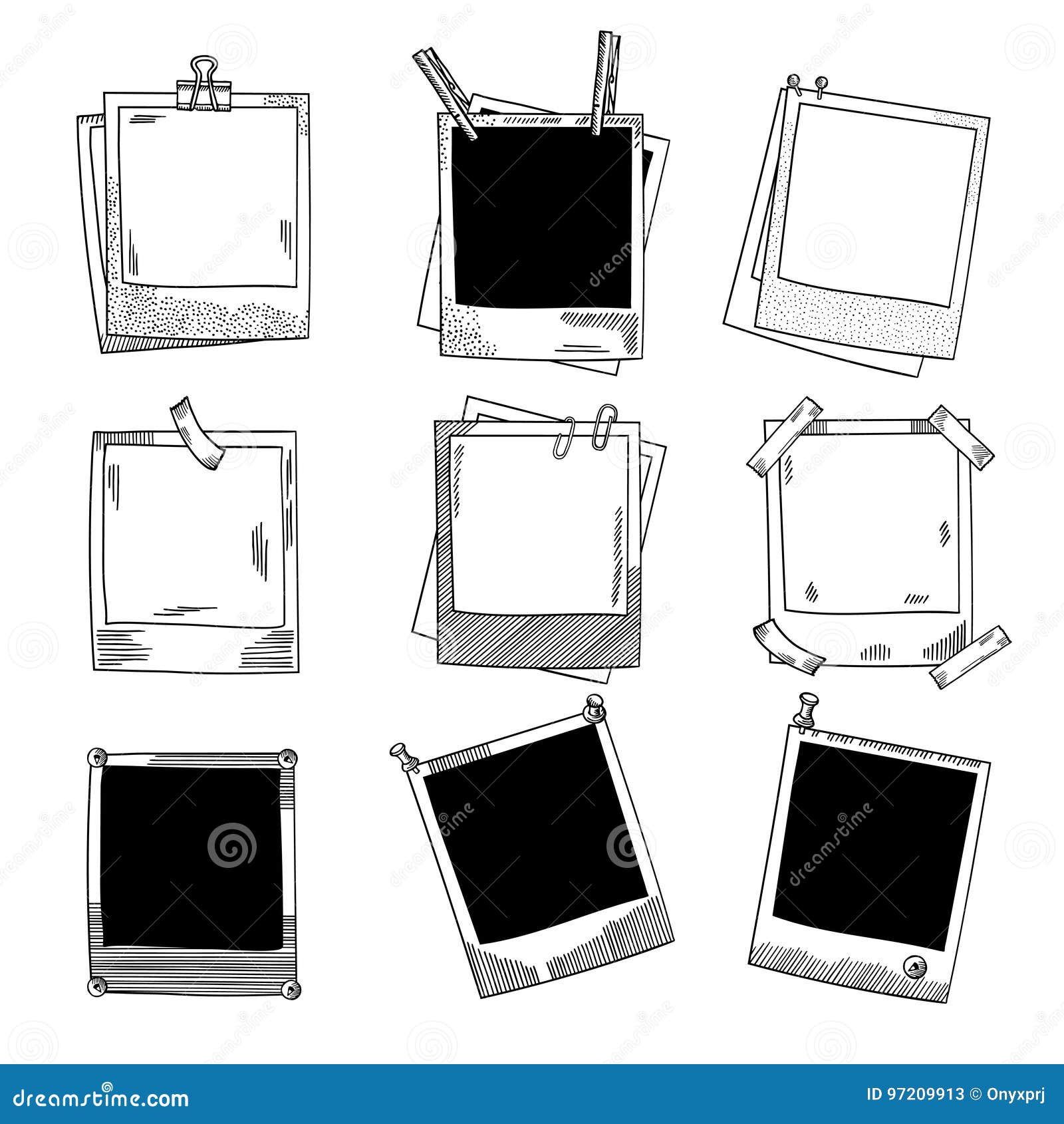Hand Drawn Photo Frames. Vintage Vector Illustration Set Stock Vector ...