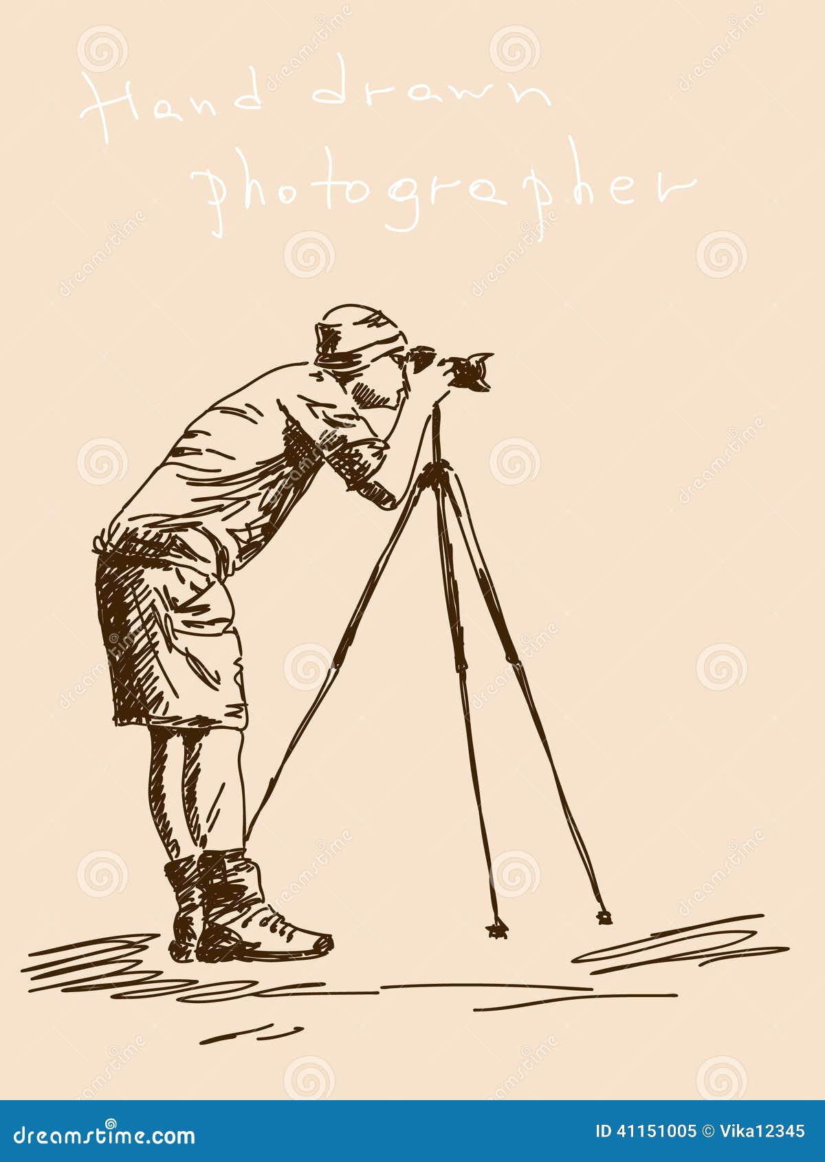 Hand drawn photographer stock vector. Illustration of journalist - 41151005