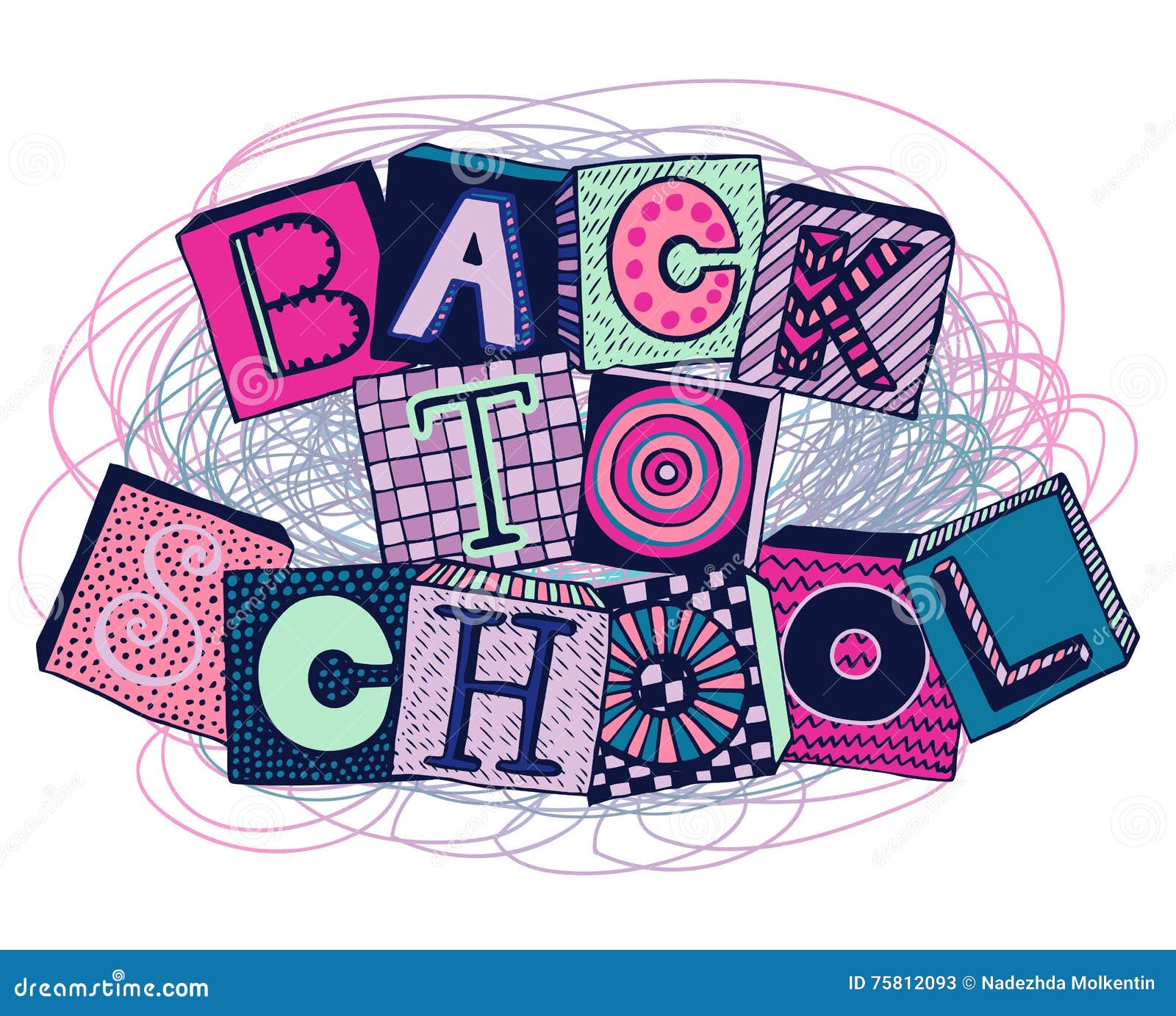 Hand Drawn Phrase Back To School in Doodle Fancy Style Stock Vector ...