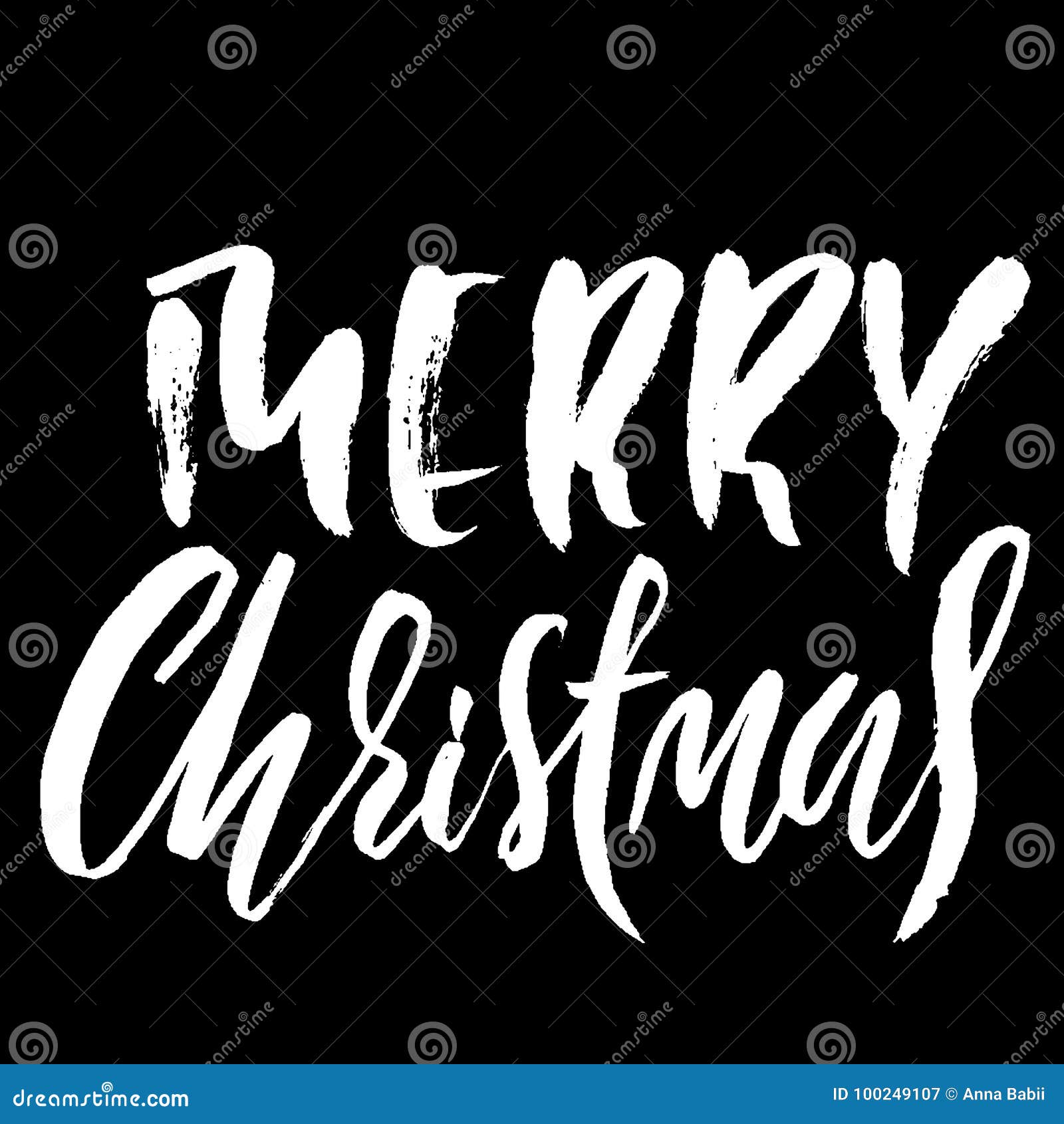 Hand Drawn Phrase Merry Christmas Modern Dry Brush Lettering Design