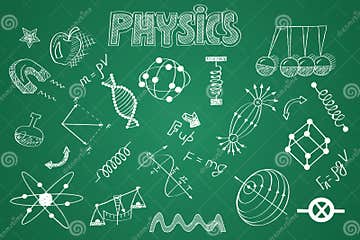 Hand Drawn Physics Set. Chalk on the Blackboard Stock Vector ...
