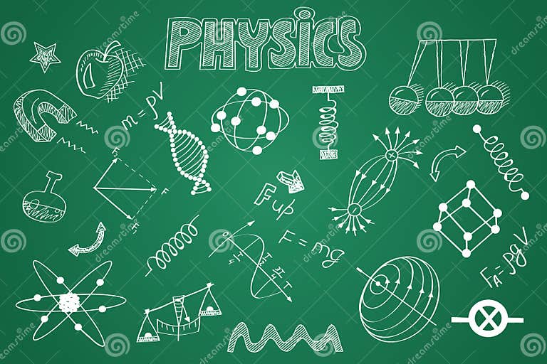 Hand Drawn Physics Set. Chalk on the Blackboard Stock Vector ...