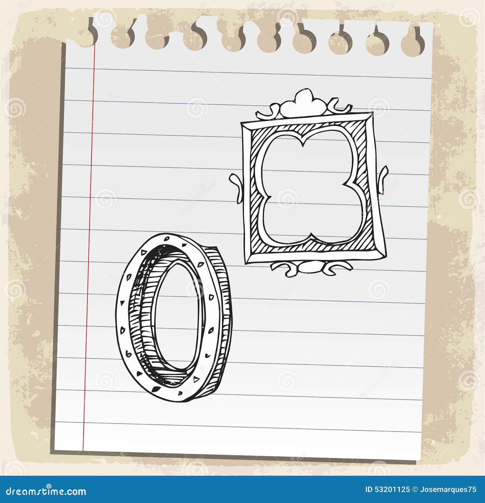 Hand Drawn Picture Frames on Paper Note, Vector Illustration Stock ...