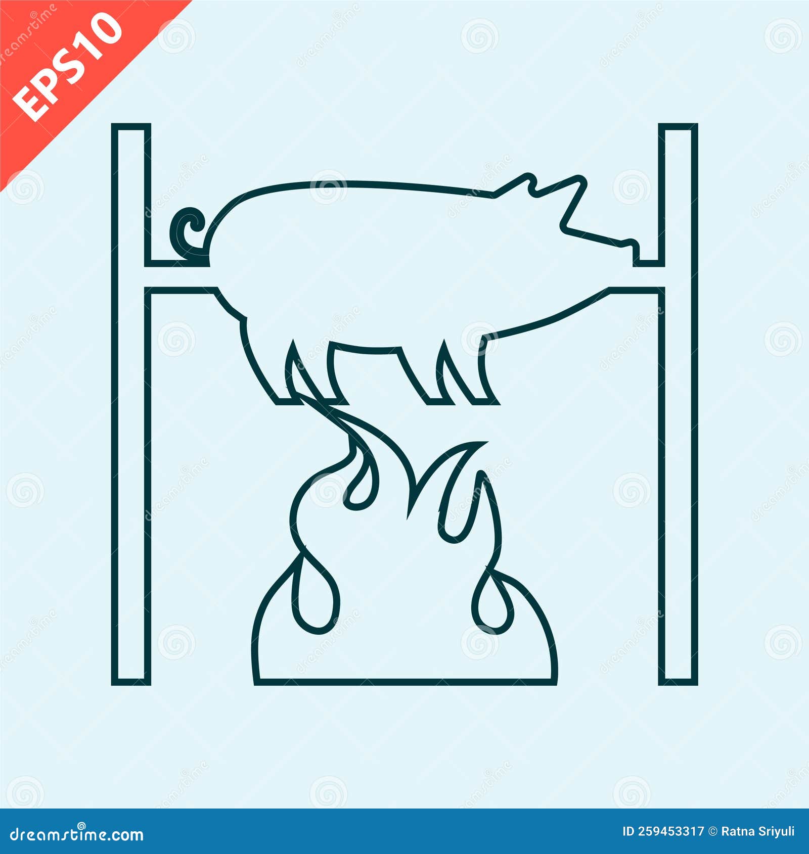 Piggy On Spit Engraving Vector Illustration | CartoonDealer.com #216868074
