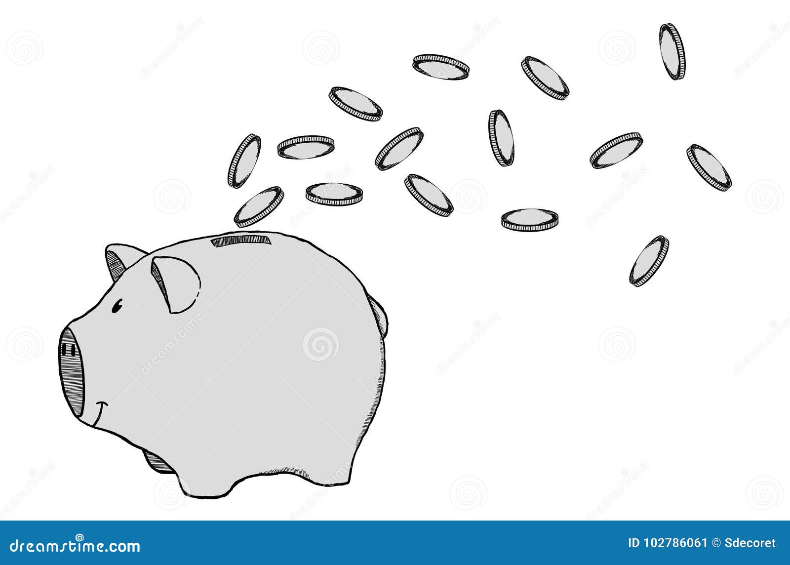 Hand-drawn Piggy Bank with Flying Coins Sketch Stock Illustration ... Hand-drawn Piggy Bank with Flying Coins Sketch Stock Illustration ...