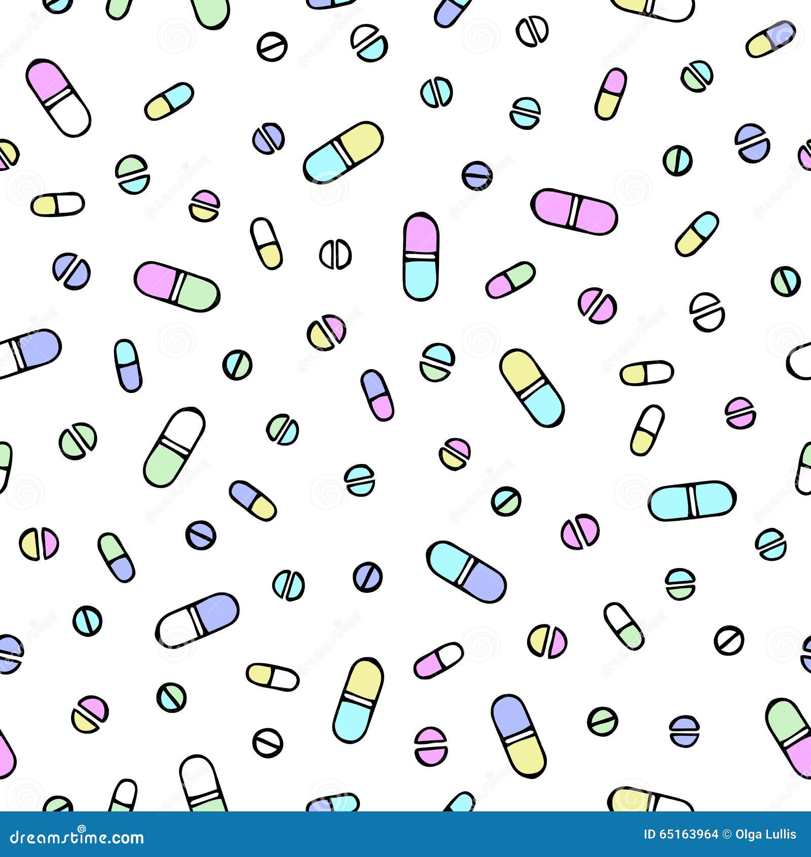 Hand Drawn Pills Seamless Pattern Stock Vector - Illustration of design ...