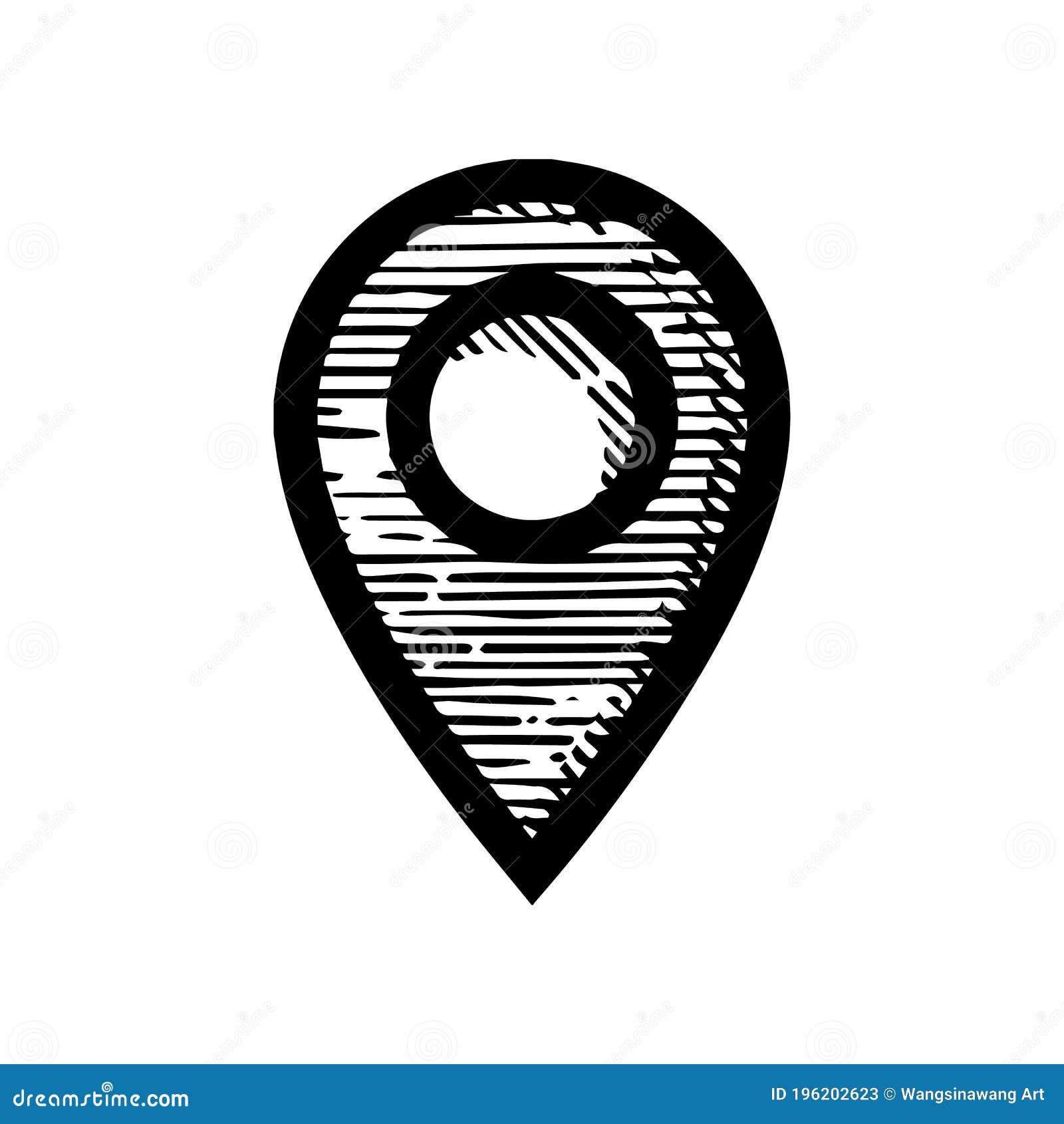 Hand Drawn pin map symbol stock vector. Illustration of background ...