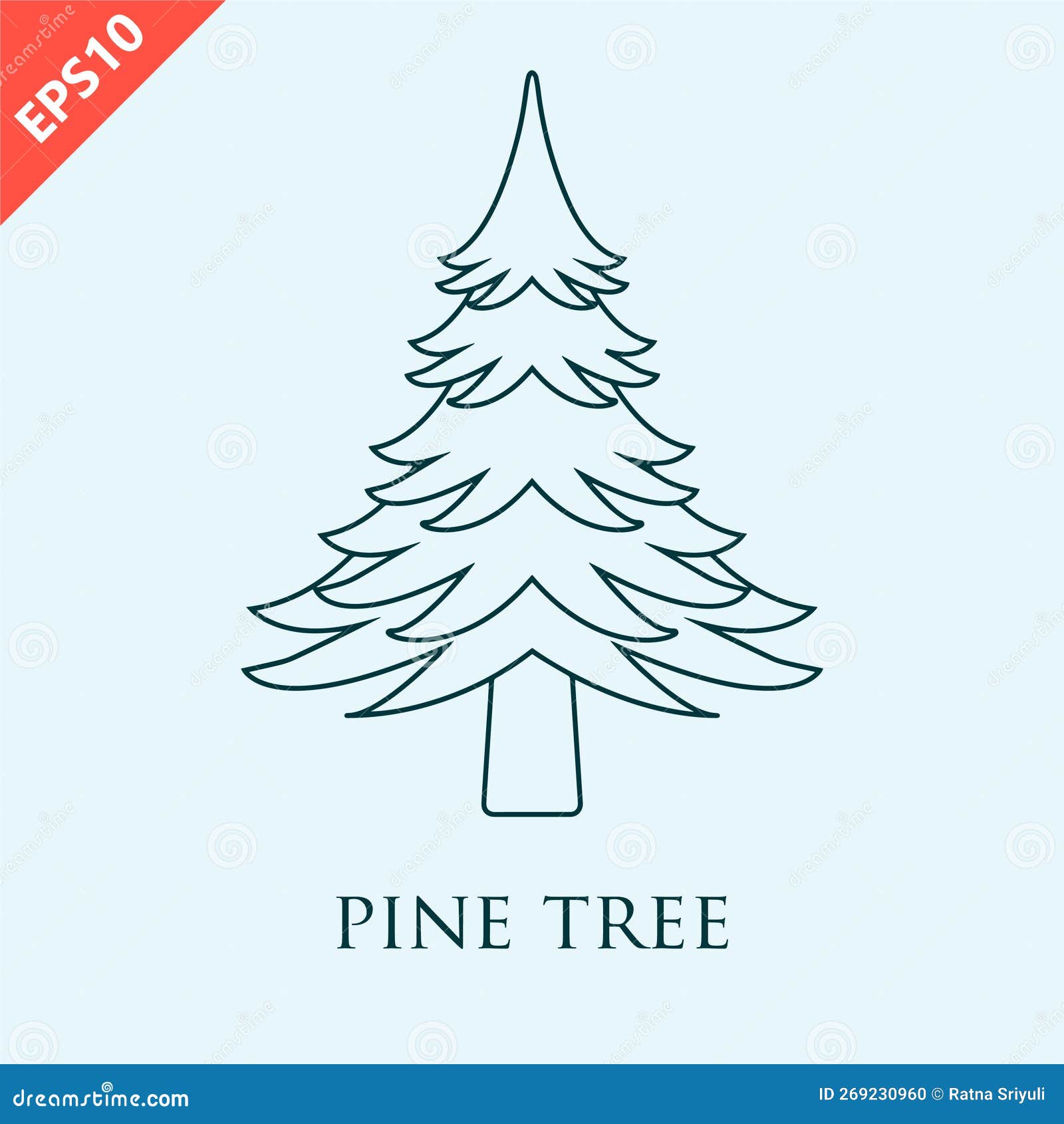 Hand Drawn Pine Tree Design Vector Flat Isolated Illustration Stock ...