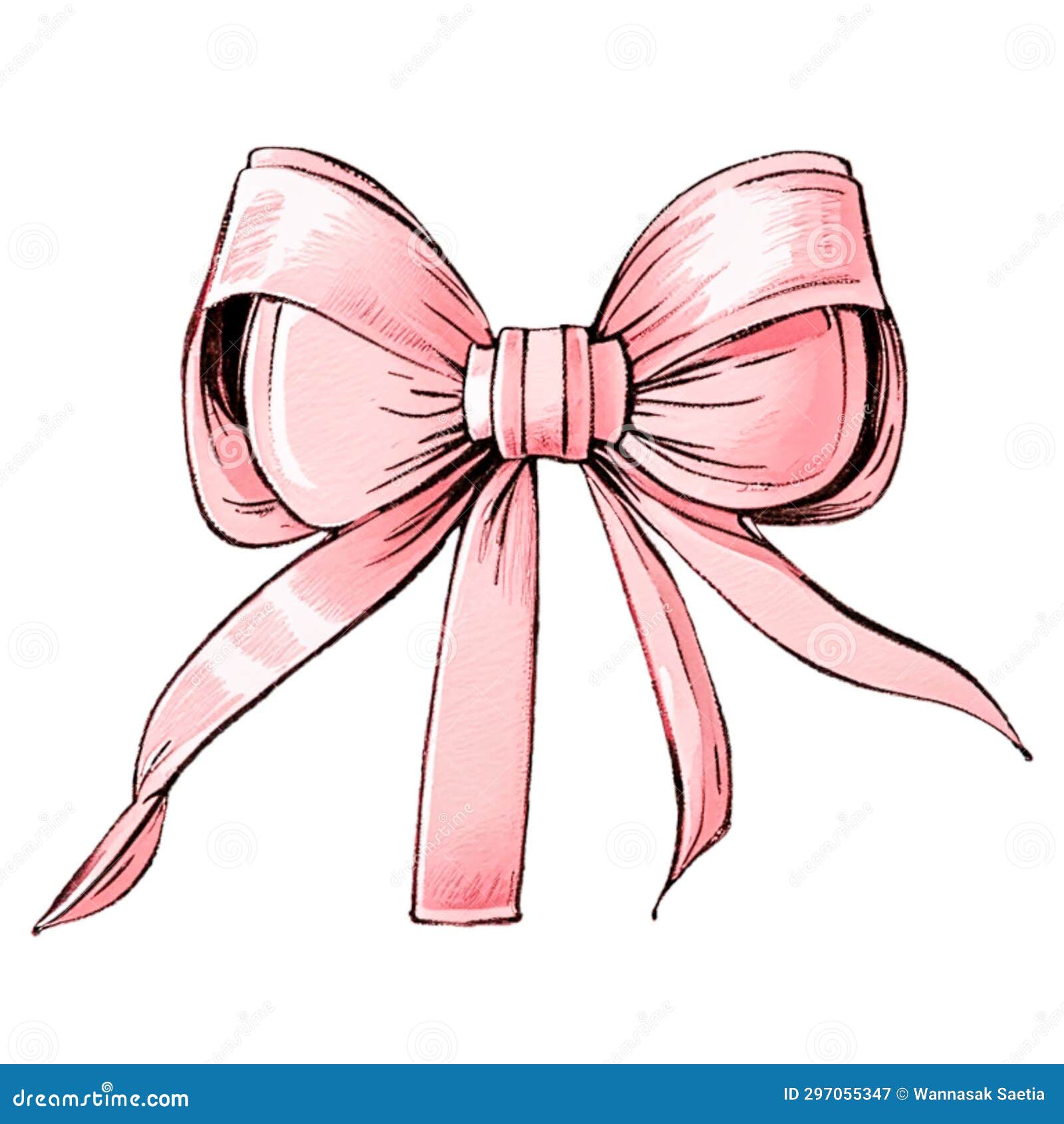 Hand Drawn Pink Bow. on White Background Stock Illustration ...