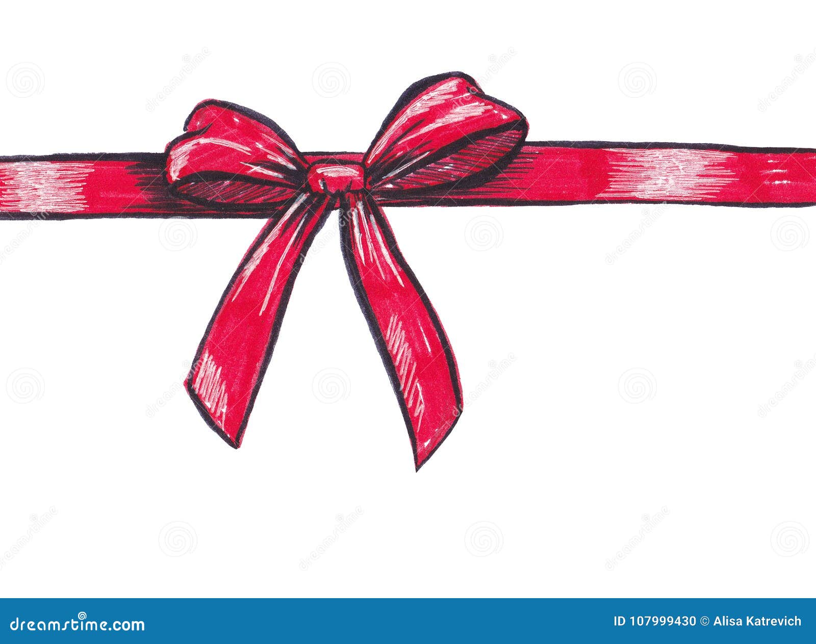 Hand Drawn Pink Bow Was Made with Marker. Stock Illustration ...