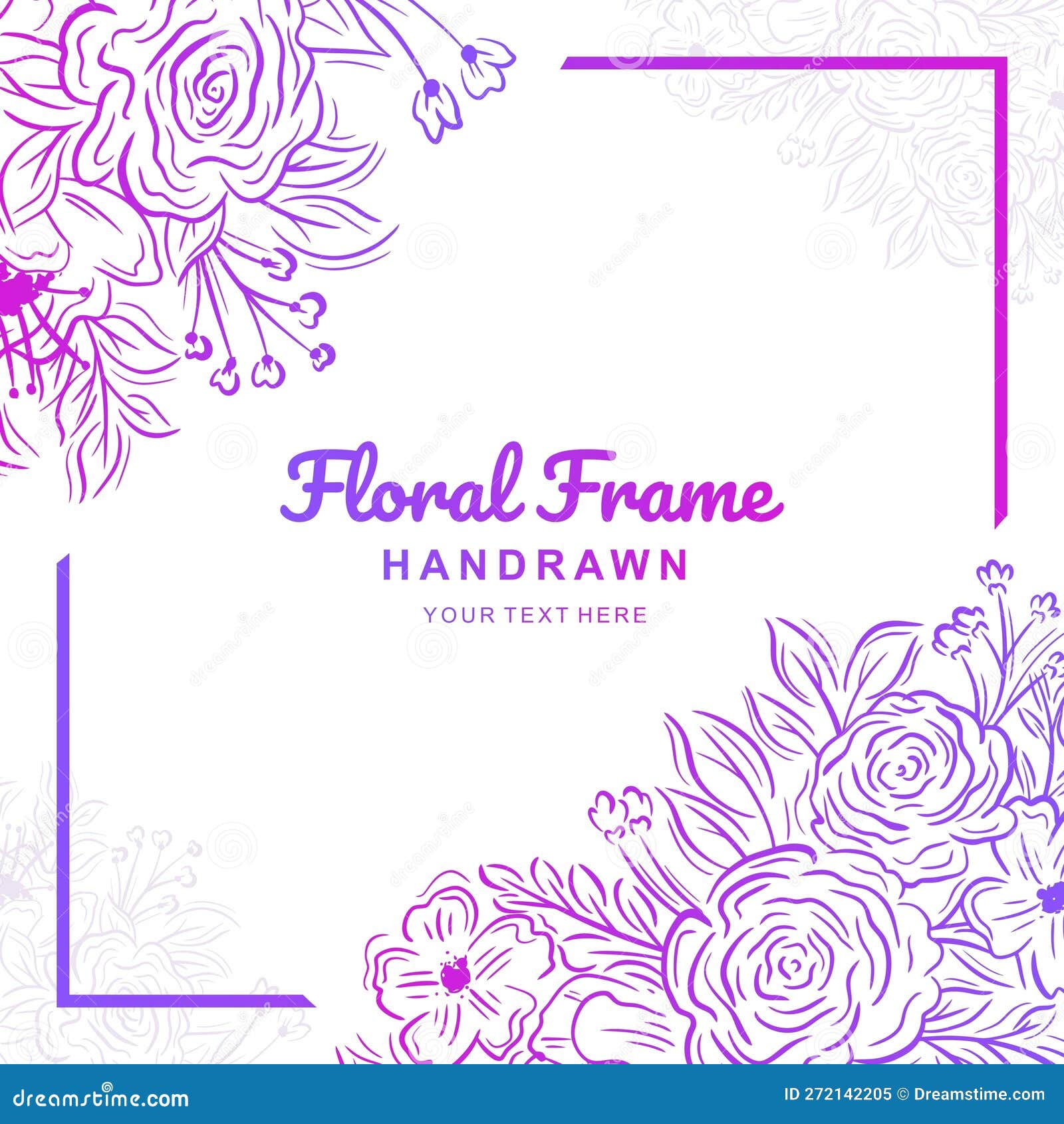Hand Drawn Pink Floral Frame Background Stock Vector - Illustration of ...