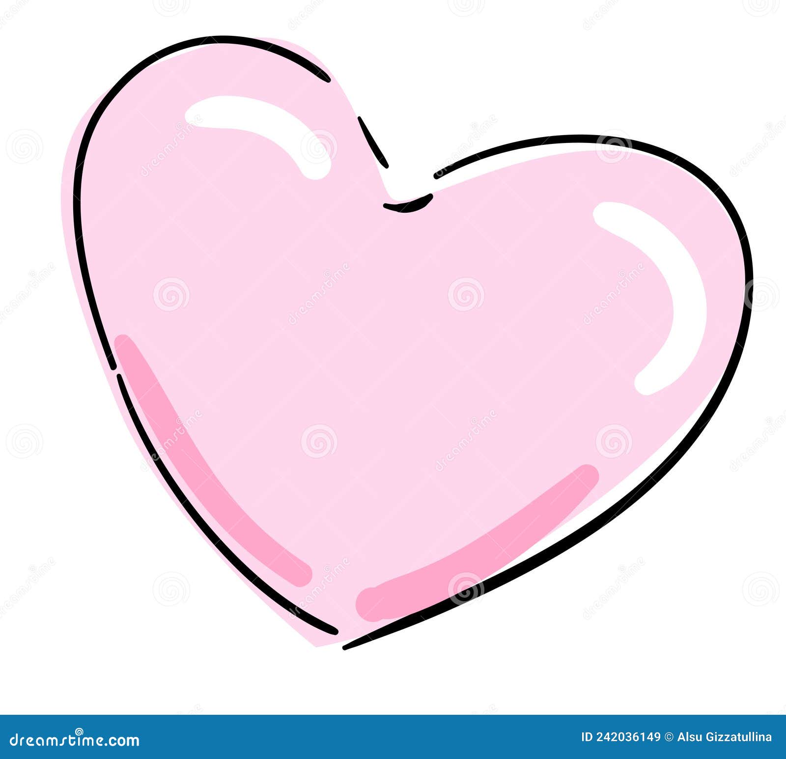 Hand Drawn Pink Heart Romance on a White Background Vector Illustration ...