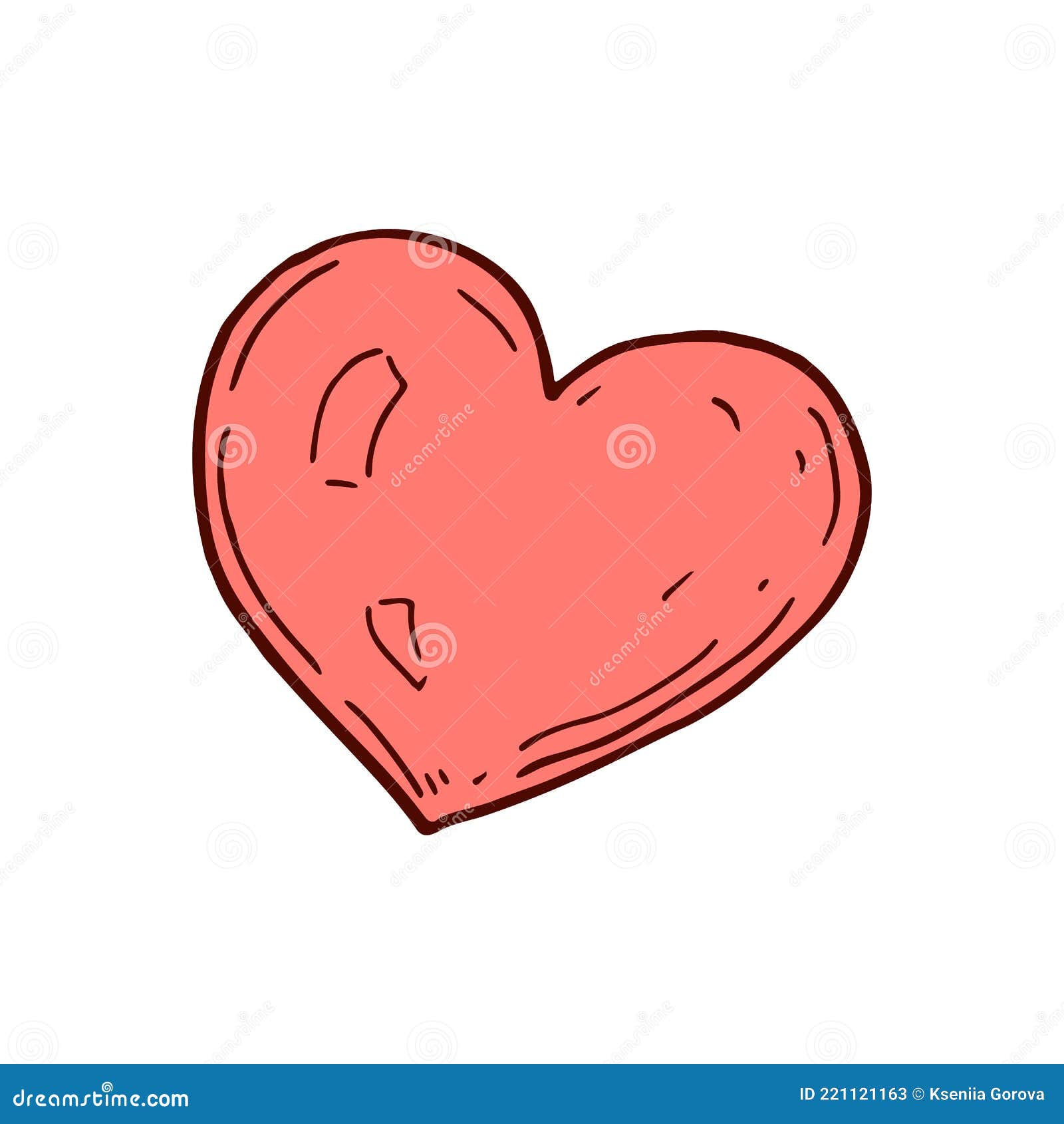 Hand Drawn Pink Heart. Vector Illustration Stock Vector - Illustration ...