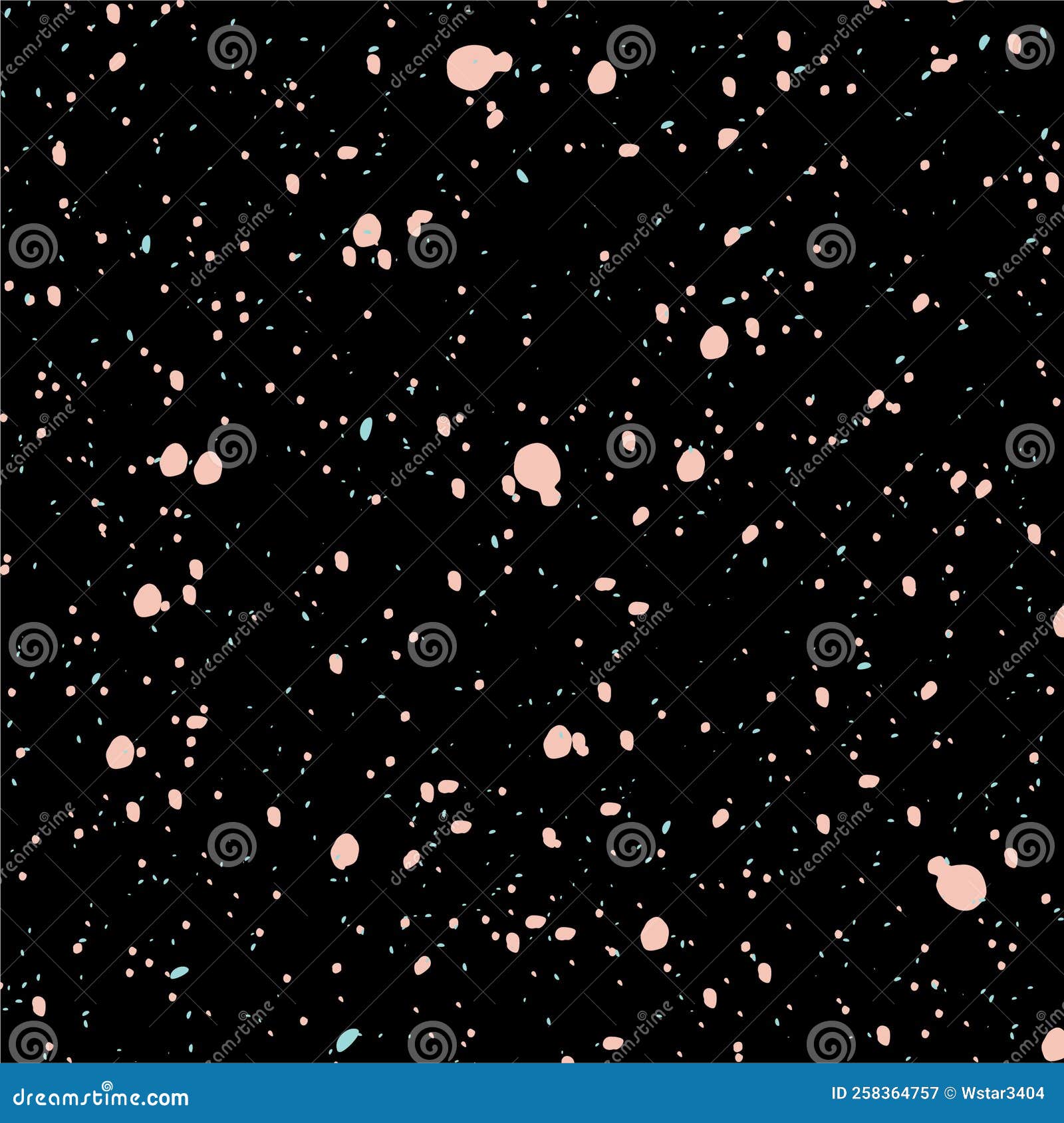 Hand Drawn Pink Ink Spot Pattern on Black Background Stock Vector ...