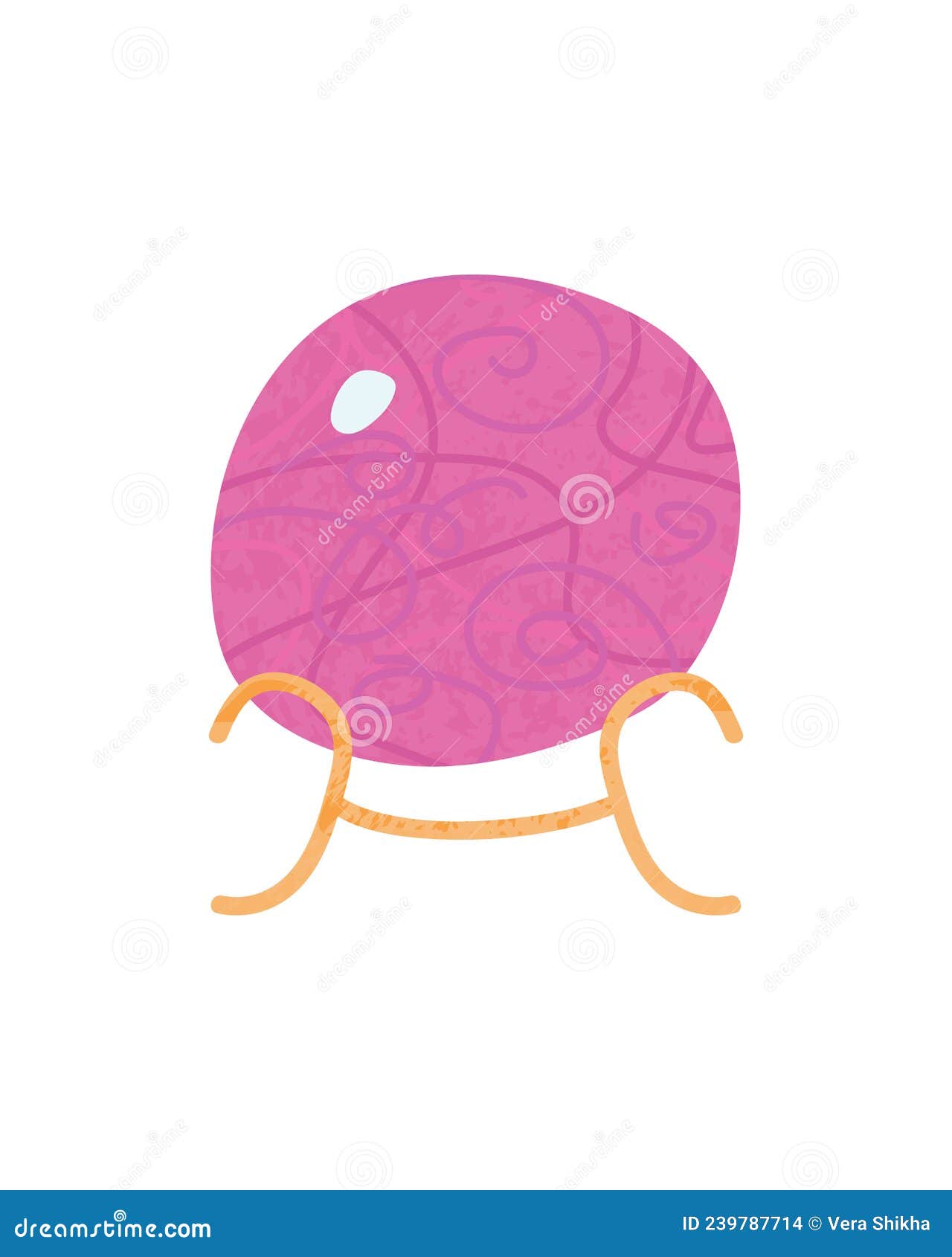 Hand Drawn Pink Magic Ball Vector Illustration. Mystic Astrology ...