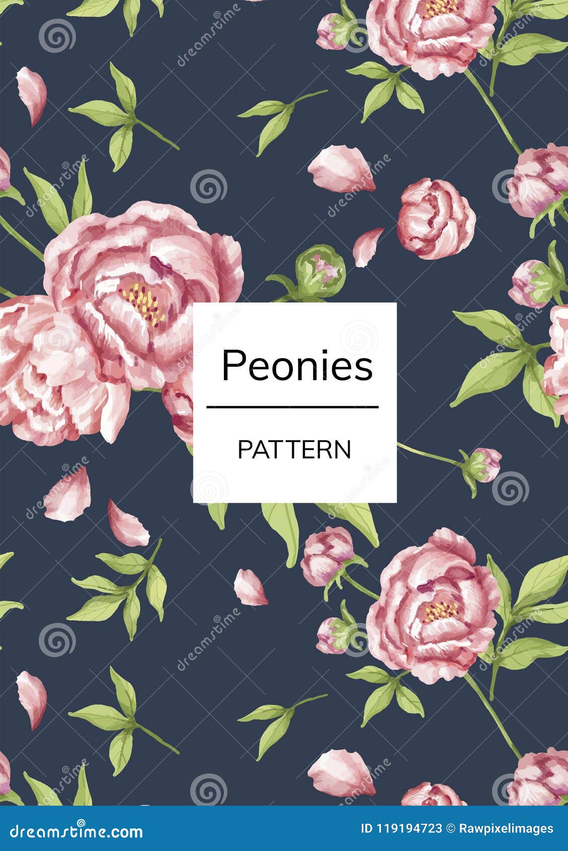 Hand Drawn Pink Peony Pattern Stock Illustration - Illustration of ...