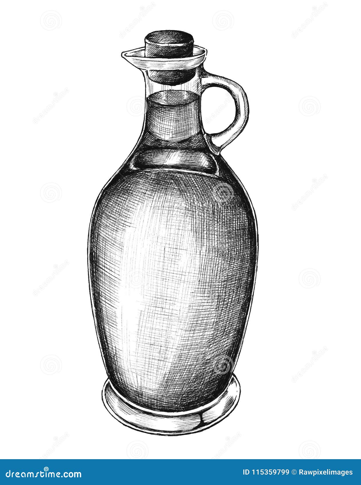 Hand Drawn Pitcher of Olive Oil Stock Illustration - Illustration of ...