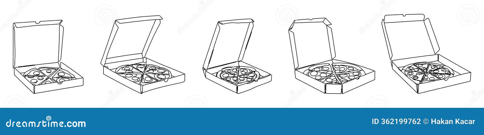 Hand-drawn Pizza Boxes and Collection. Pizzas and Boxes Designed with ...