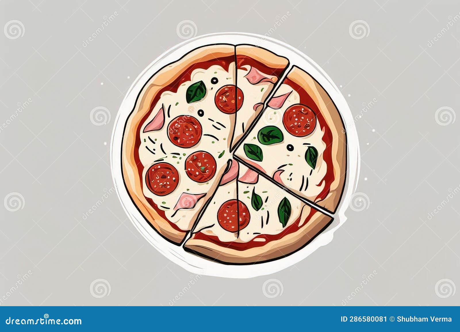 Hand Drawn Pizza with Cheese. Stock Illustration - Illustration of ...