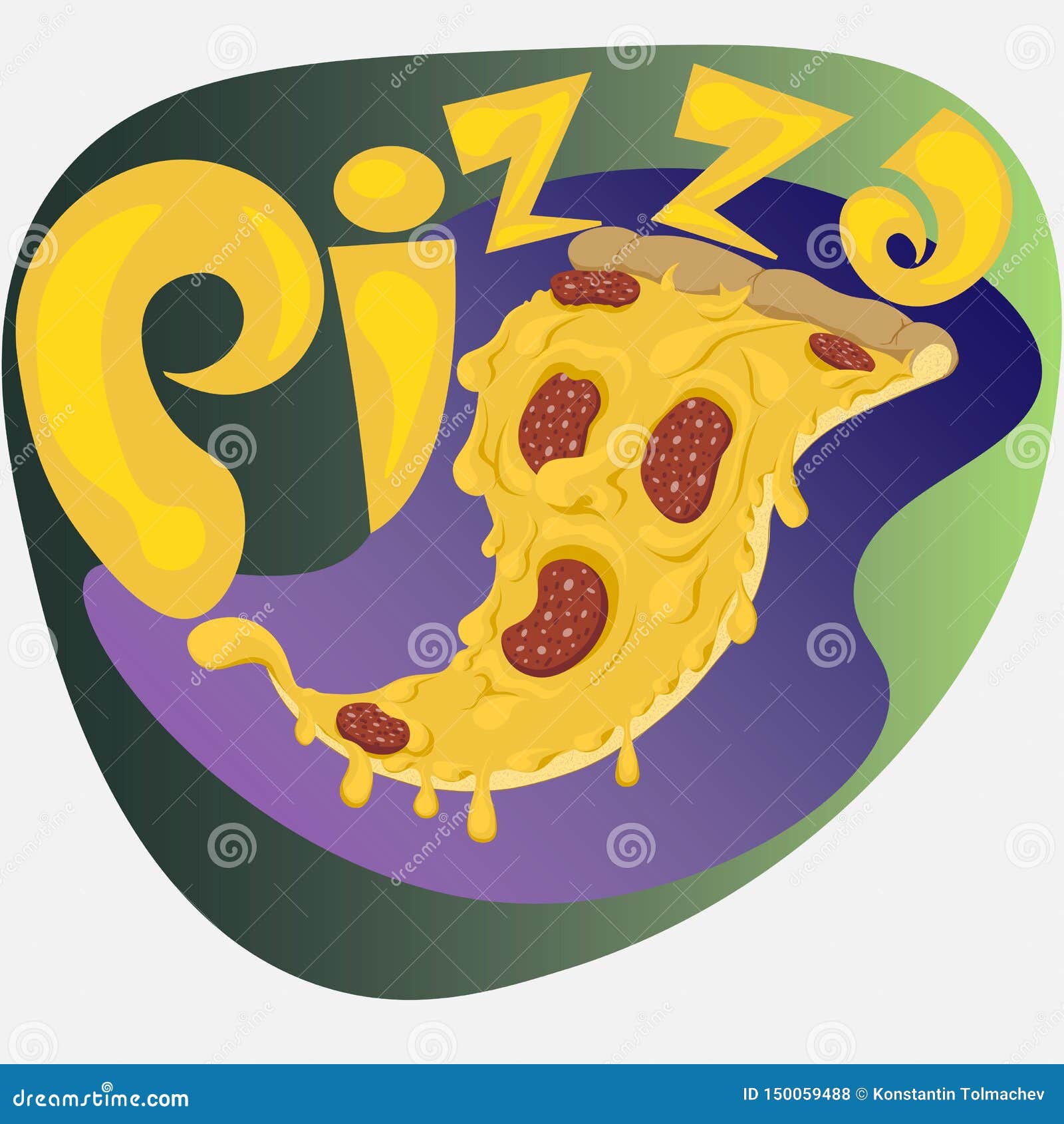 Hand Drawn Pizza Logo or Sticker with the Inscription Stock Vector ...