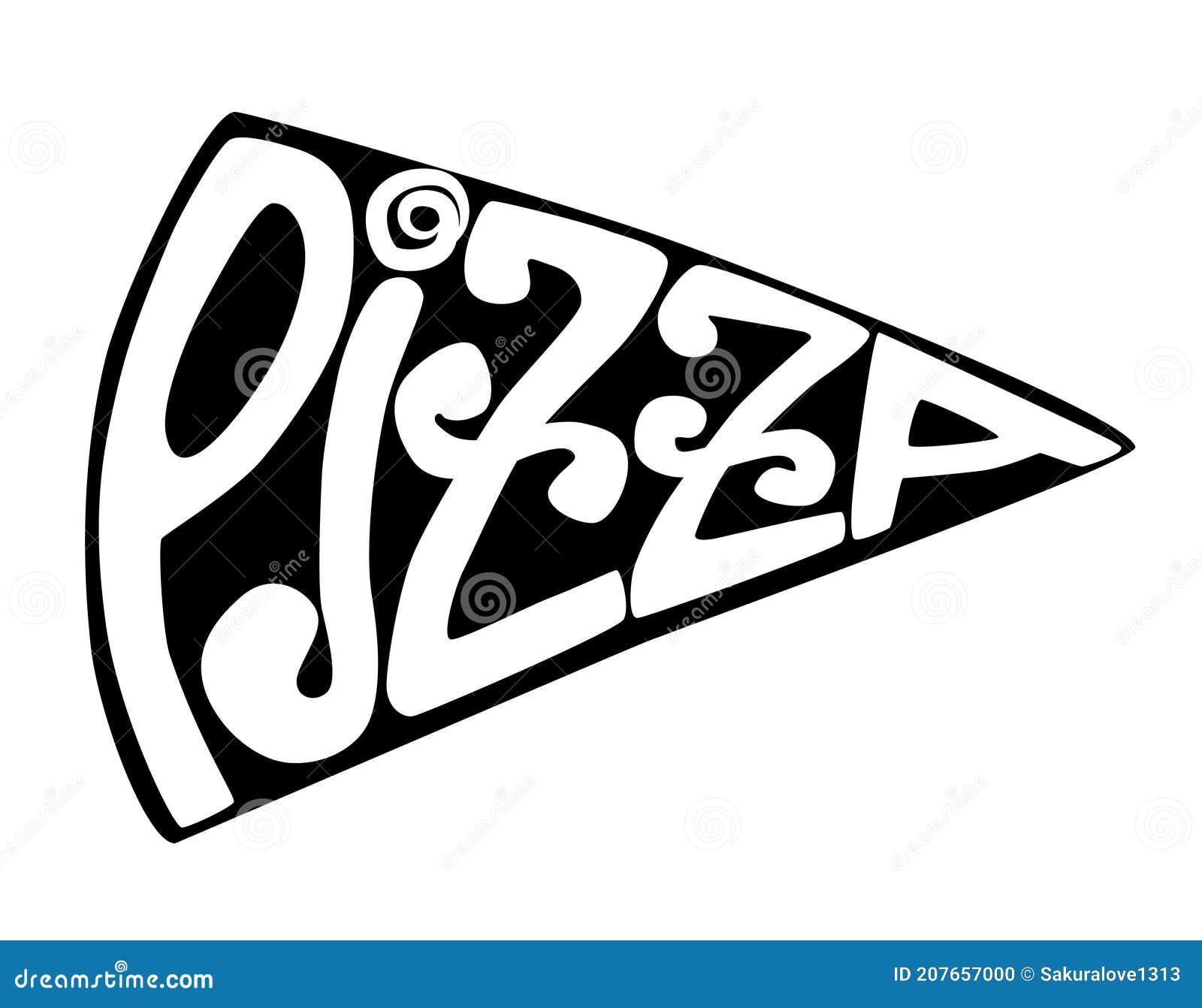 Hand Drawn Pizza Sliced Shaped Lettering On White Background. Pizza ...