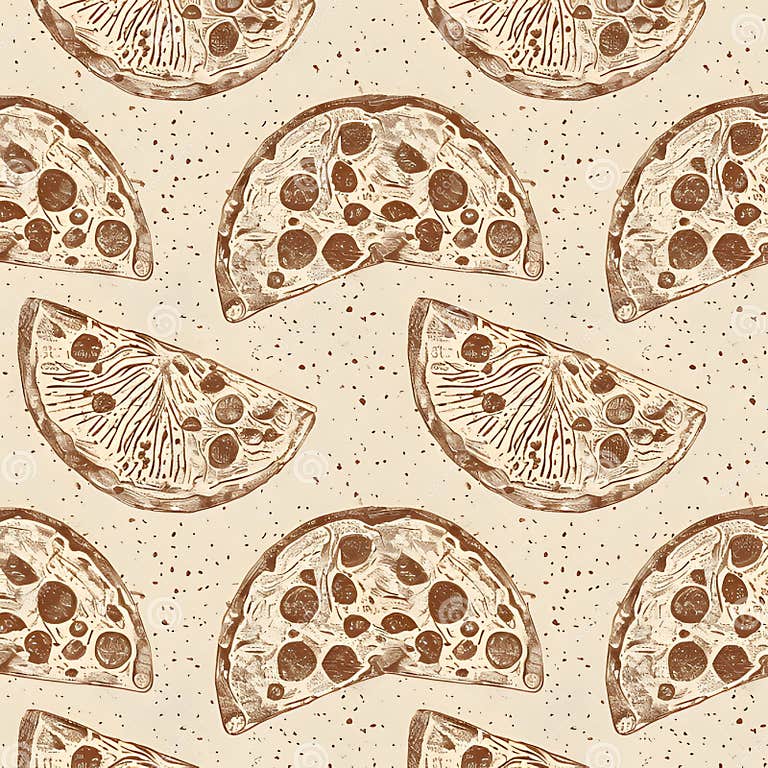 Hand Drawn Pizza Slices Pattern Stock Vector - Illustration of vintage ...