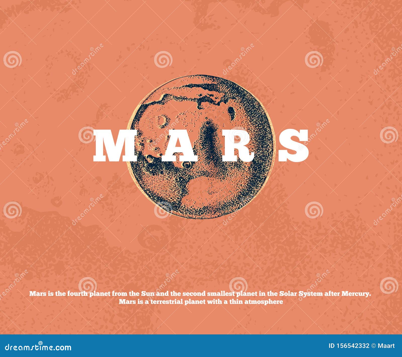Hand drawn planet Mars stock vector. Illustration of ball - 156542332